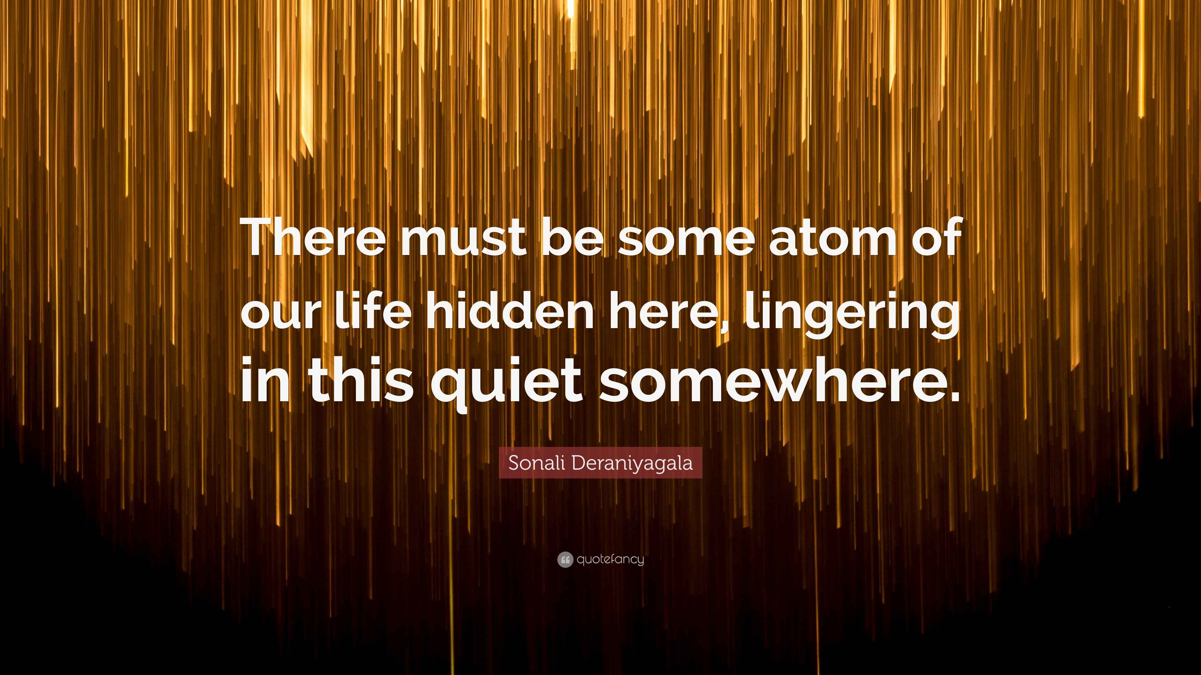 Sonali Deraniyagala Quote: “There must be some atom of our life hidden ...