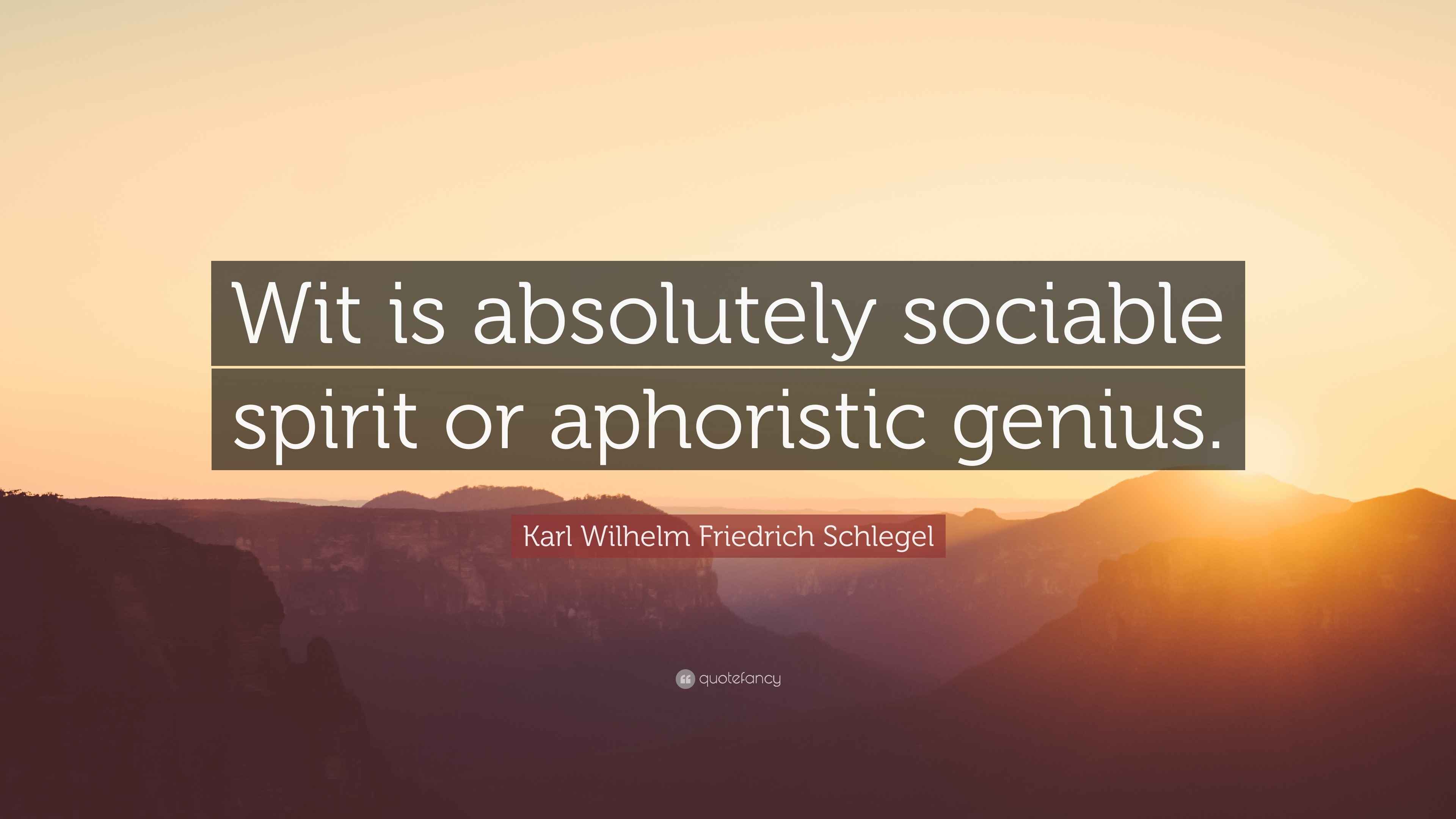Karl Wilhelm Friedrich Schlegel Quote: “Wit is absolutely sociable ...