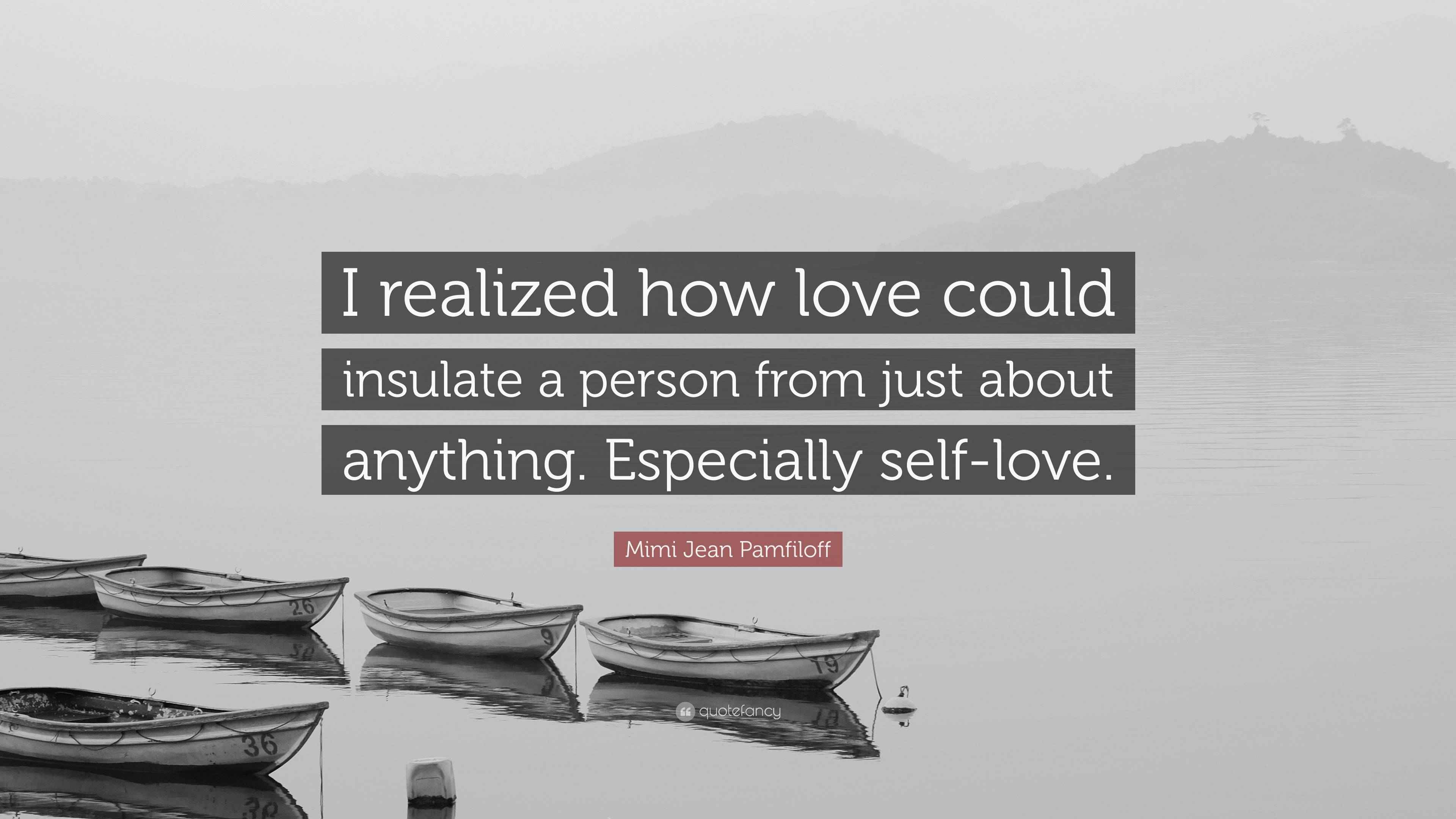 Mimi Jean Pamfiloff Quote: “I realized how love could insulate a person ...