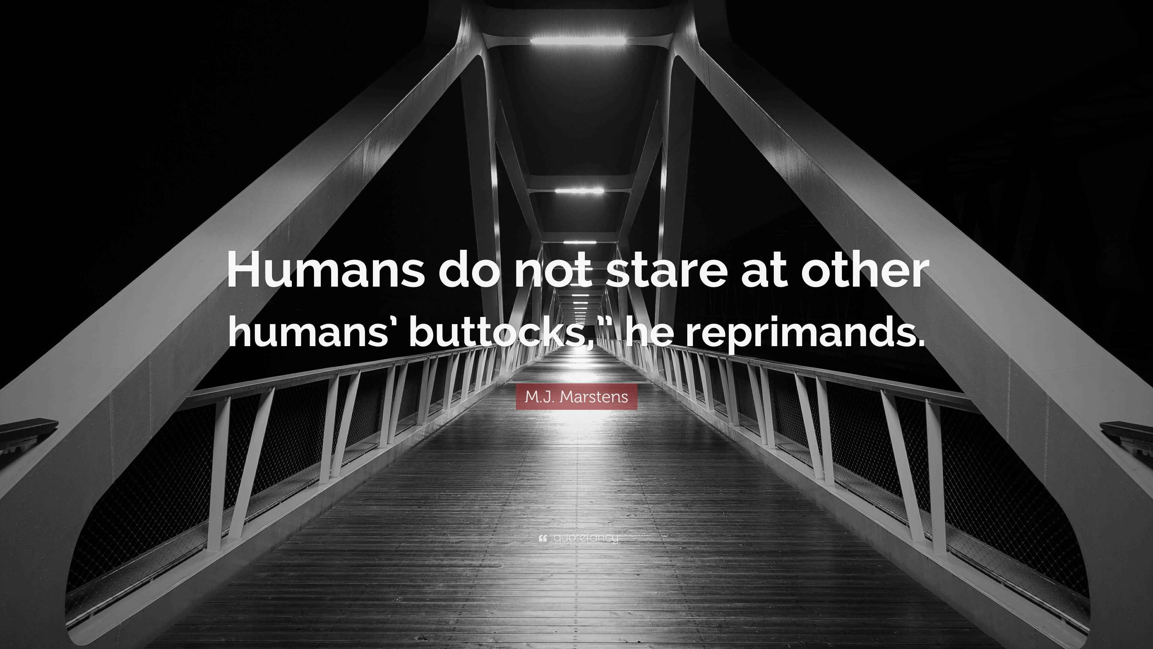 M.J. Marstens Quote: “Humans do not stare at other humans’ buttocks ...