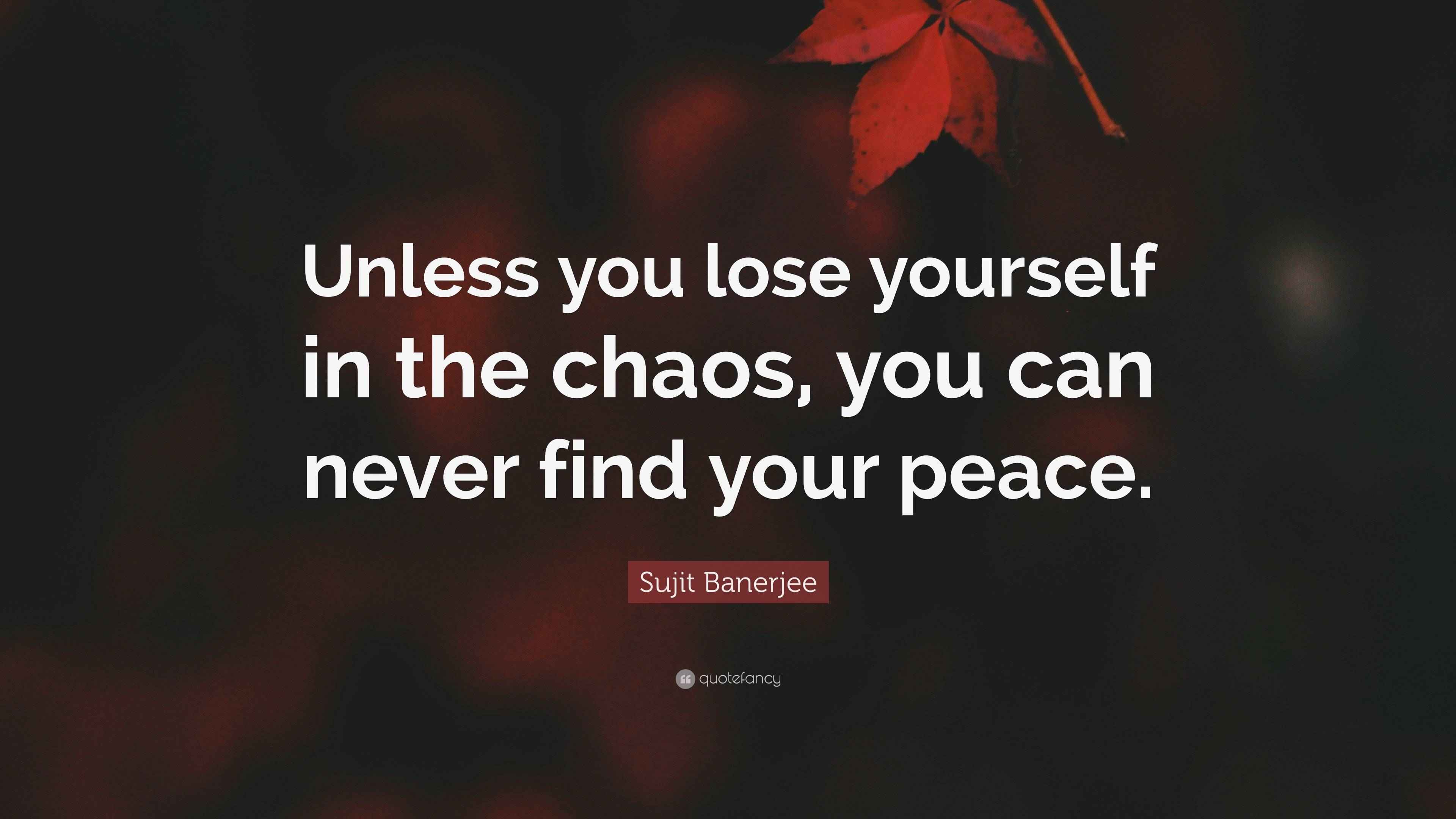Sujit Banerjee Quote: “Unless you lose yourself in the chaos, you can ...