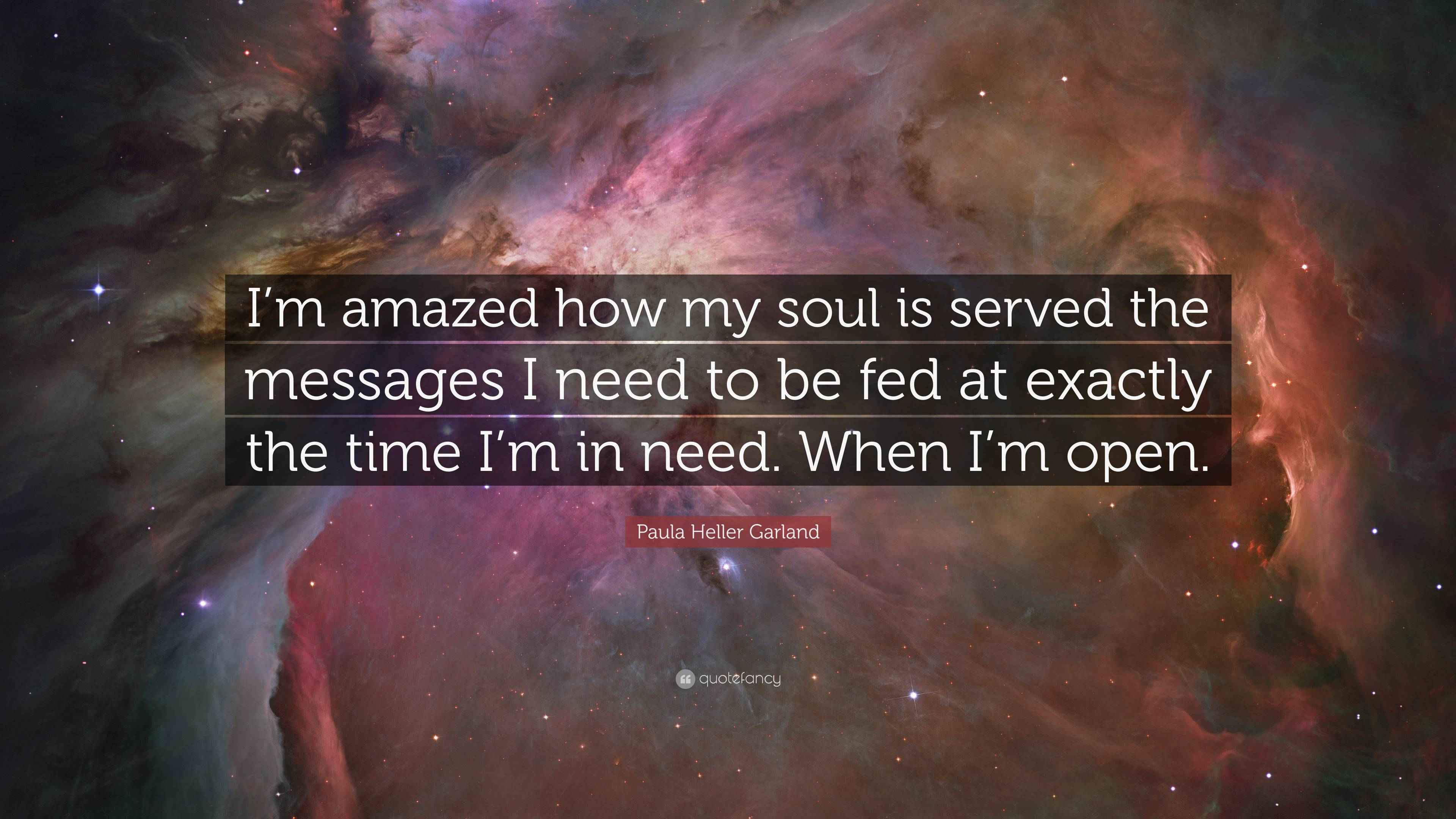 Paula Heller Garland Quote: “I’m amazed how my soul is served the ...