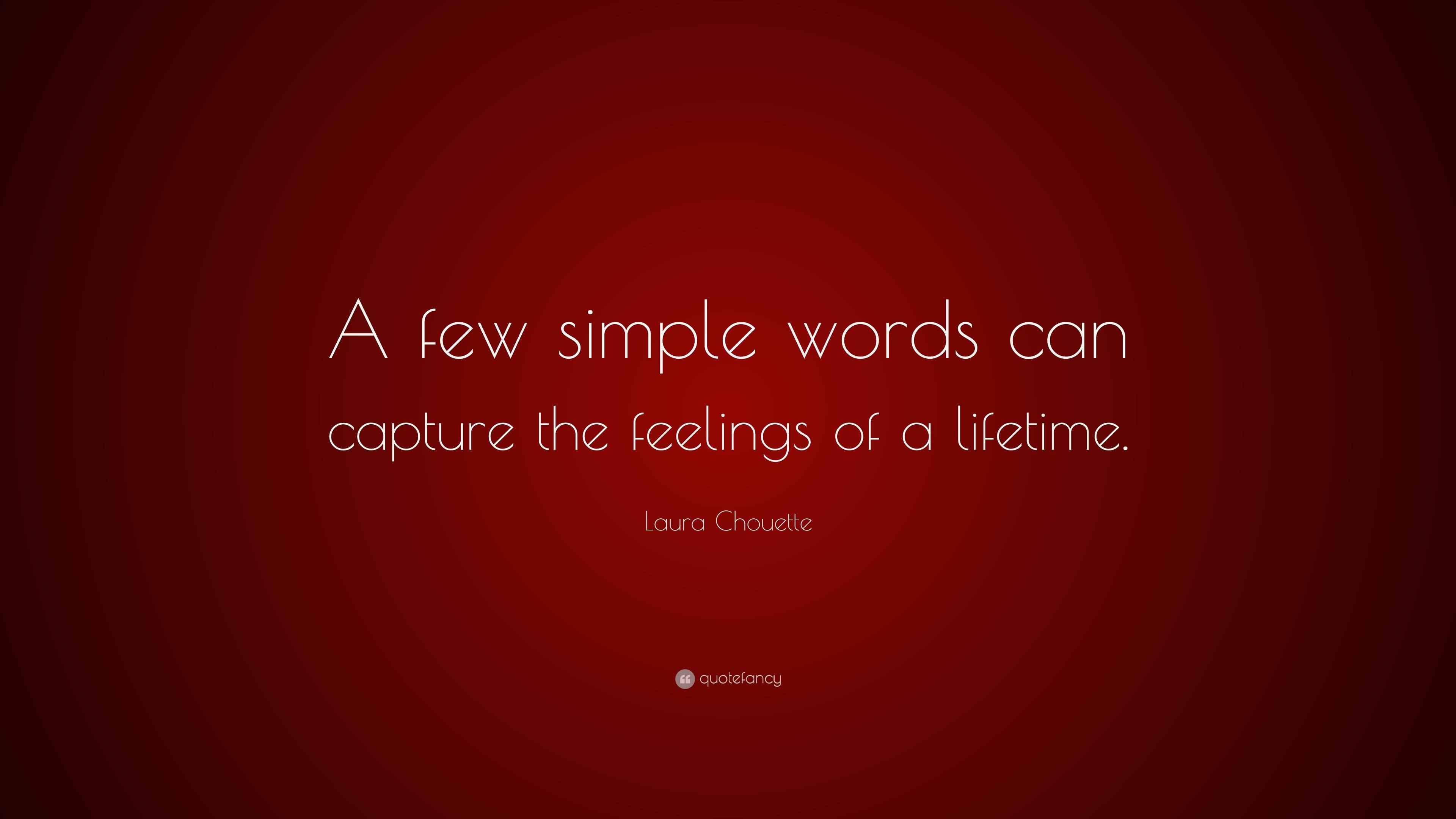 Laura Chouette Quote: “A few simple words can capture the feelings of a ...