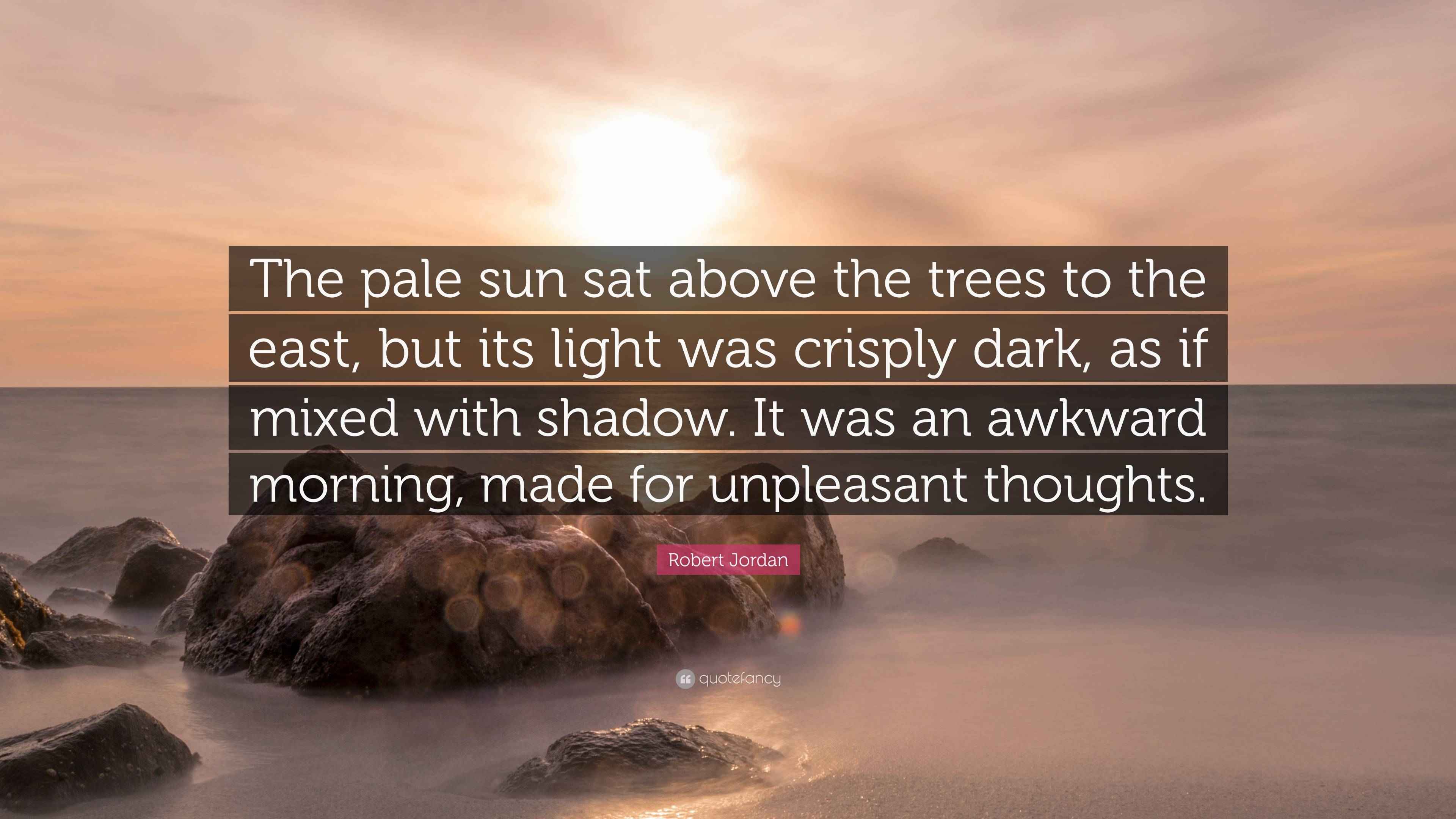 Robert Jordan Quote: “The pale sun sat above the trees to the east, but ...
