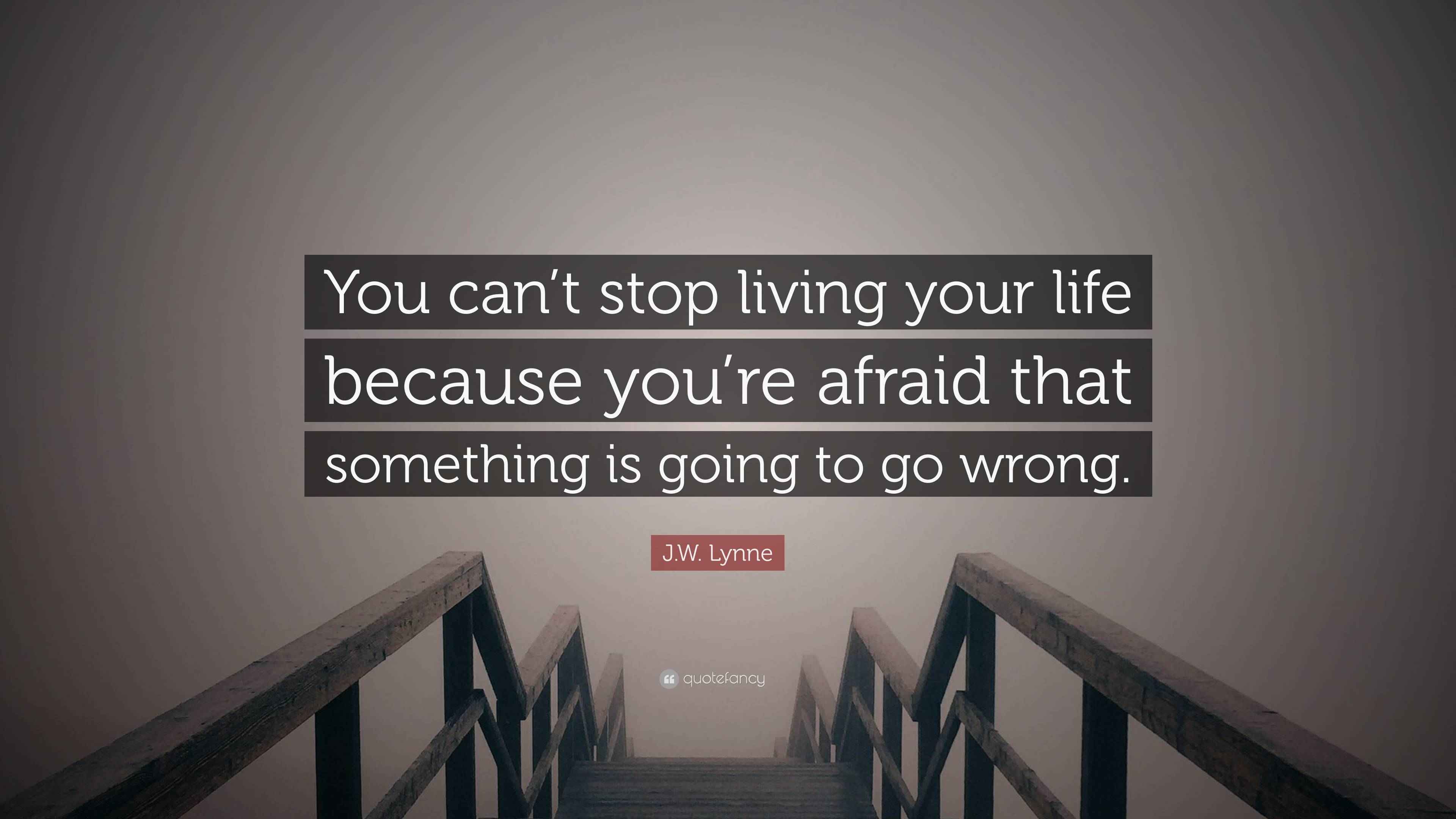 J.W. Lynne Quote: “You can’t stop living your life because you’re ...