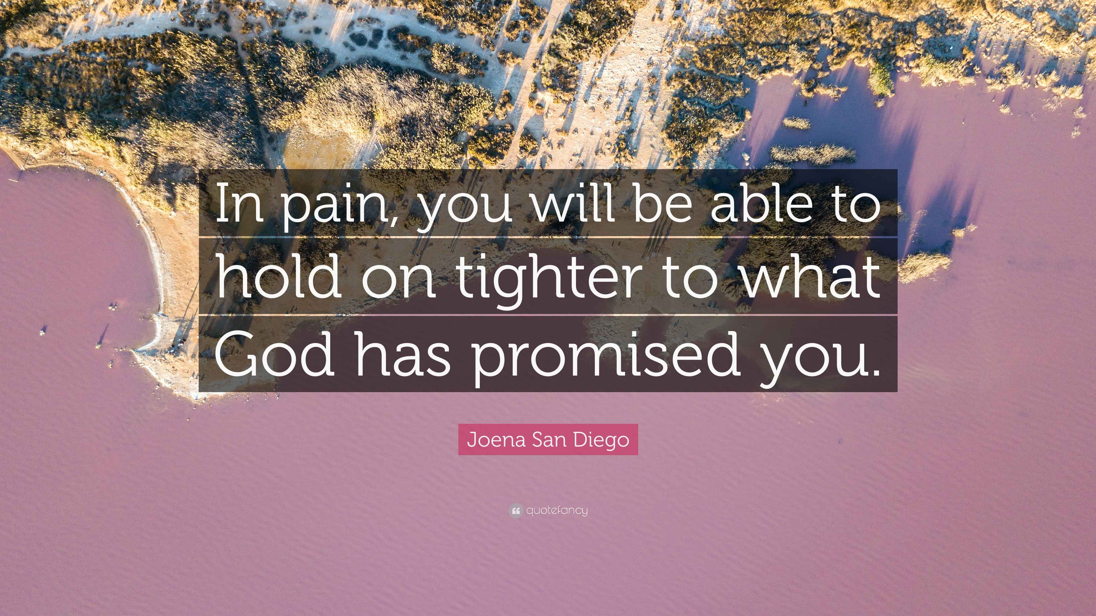 Joena San Diego Quote: “In pain, you will be able to hold on tighter to ...