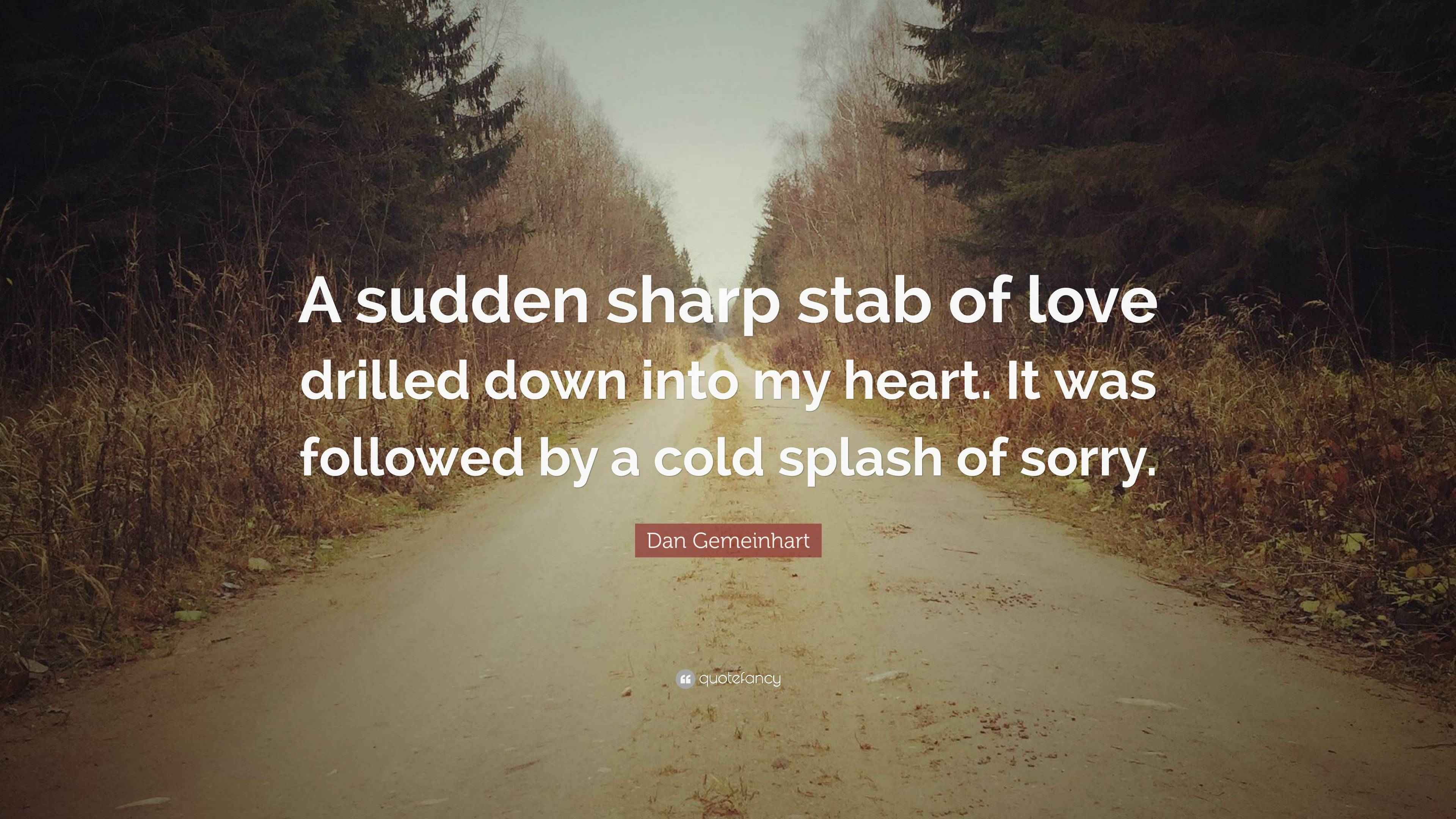 Dan Gemeinhart Quote: “A sudden sharp stab of love drilled down into my ...
