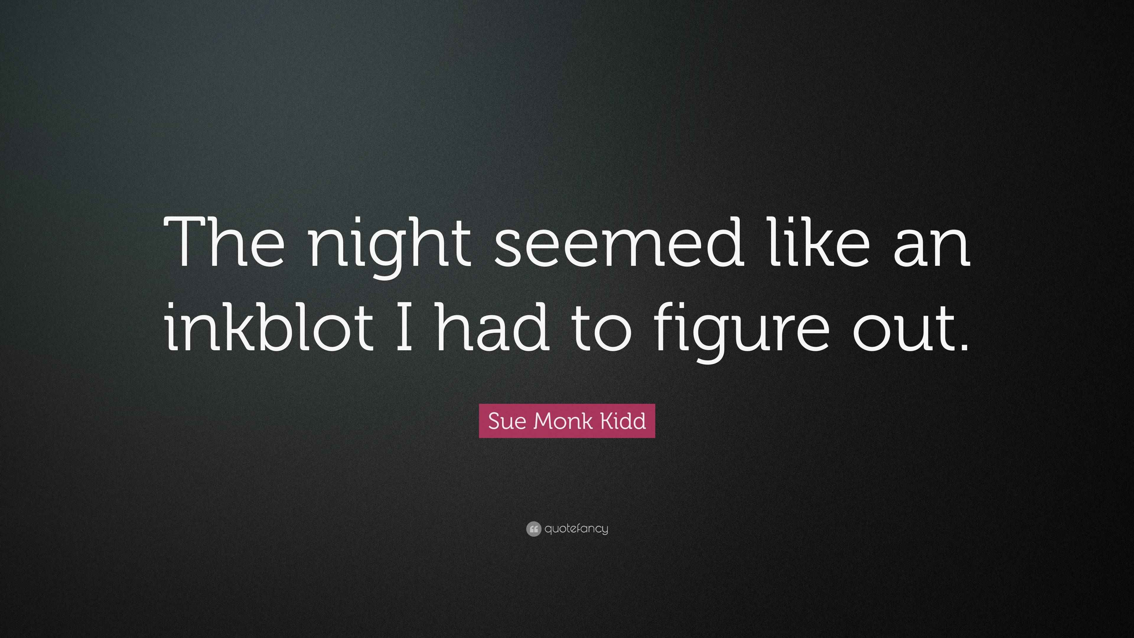 Sue Monk Kidd Quote: “The night seemed like an inkblot I had to figure ...