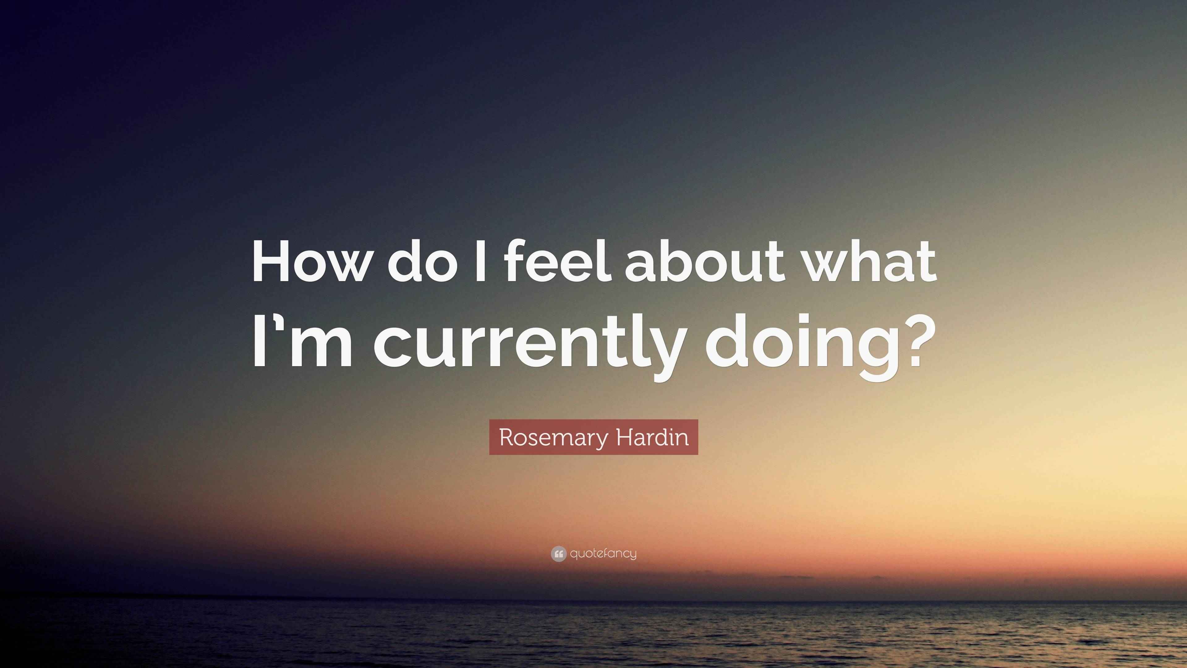 Rosemary Hardin Quote: “How do I feel about what I’m currently doing?”