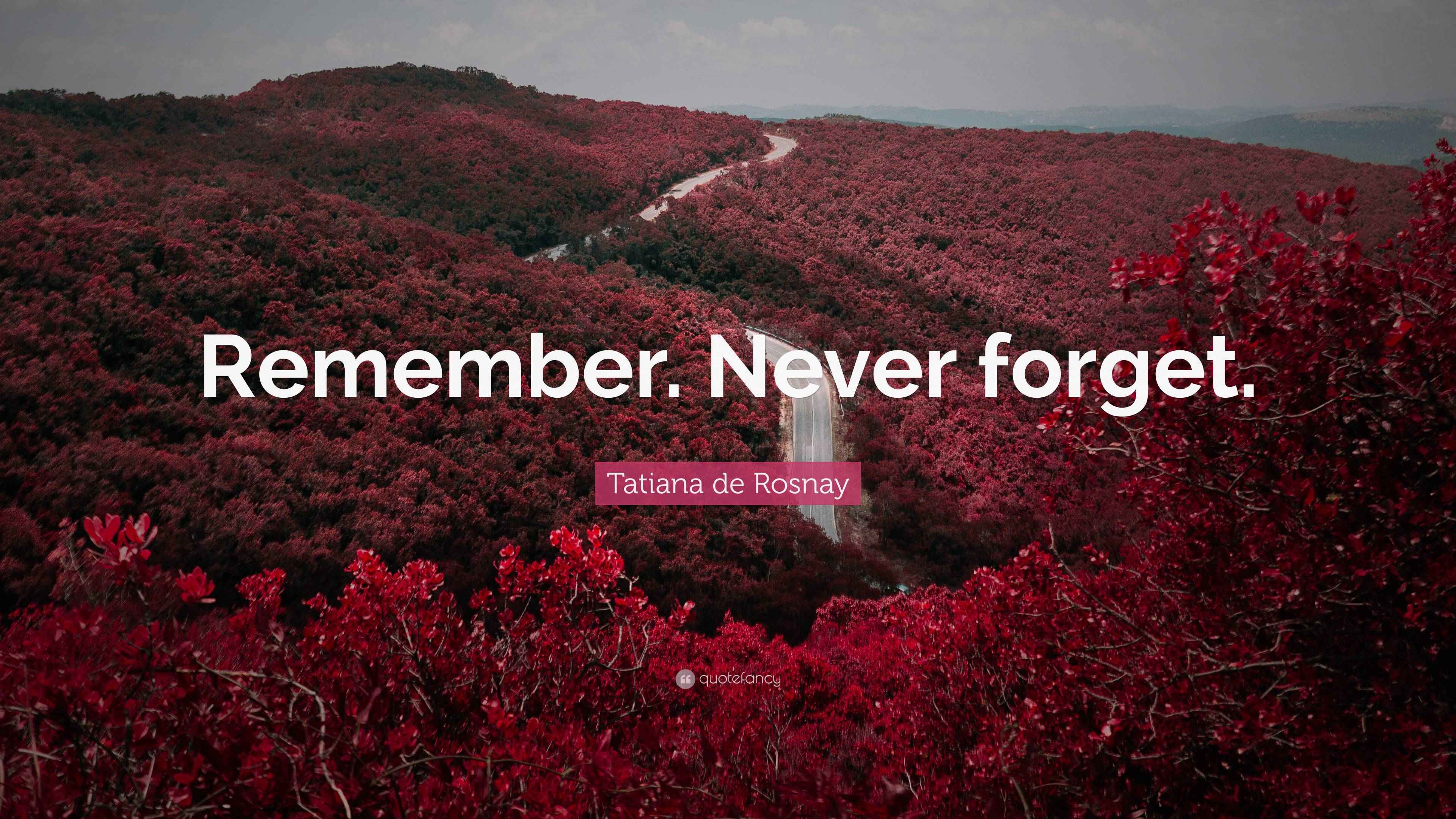 Tatiana de Rosnay Quote: “Remember. Never forget.”