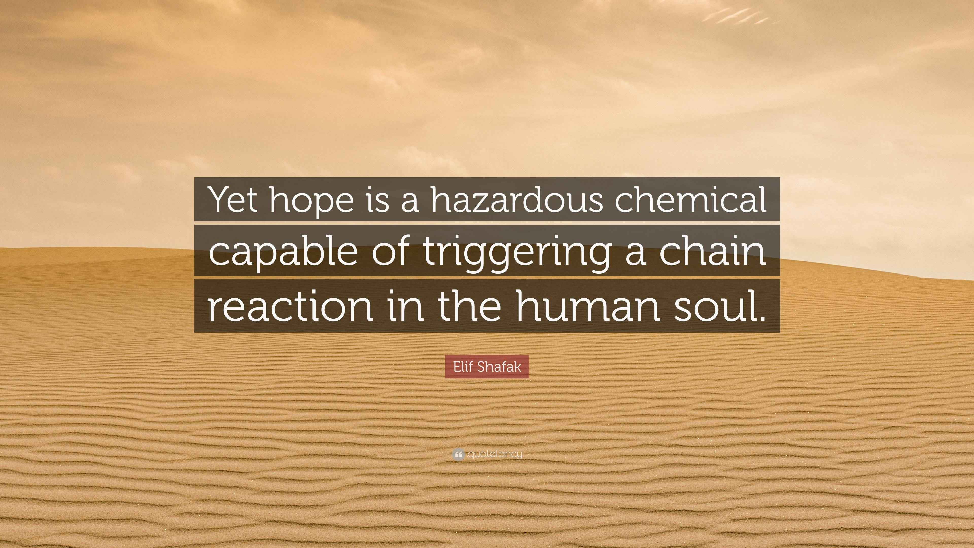 Elif Shafak Quote: “Yet hope is a hazardous chemical capable of ...