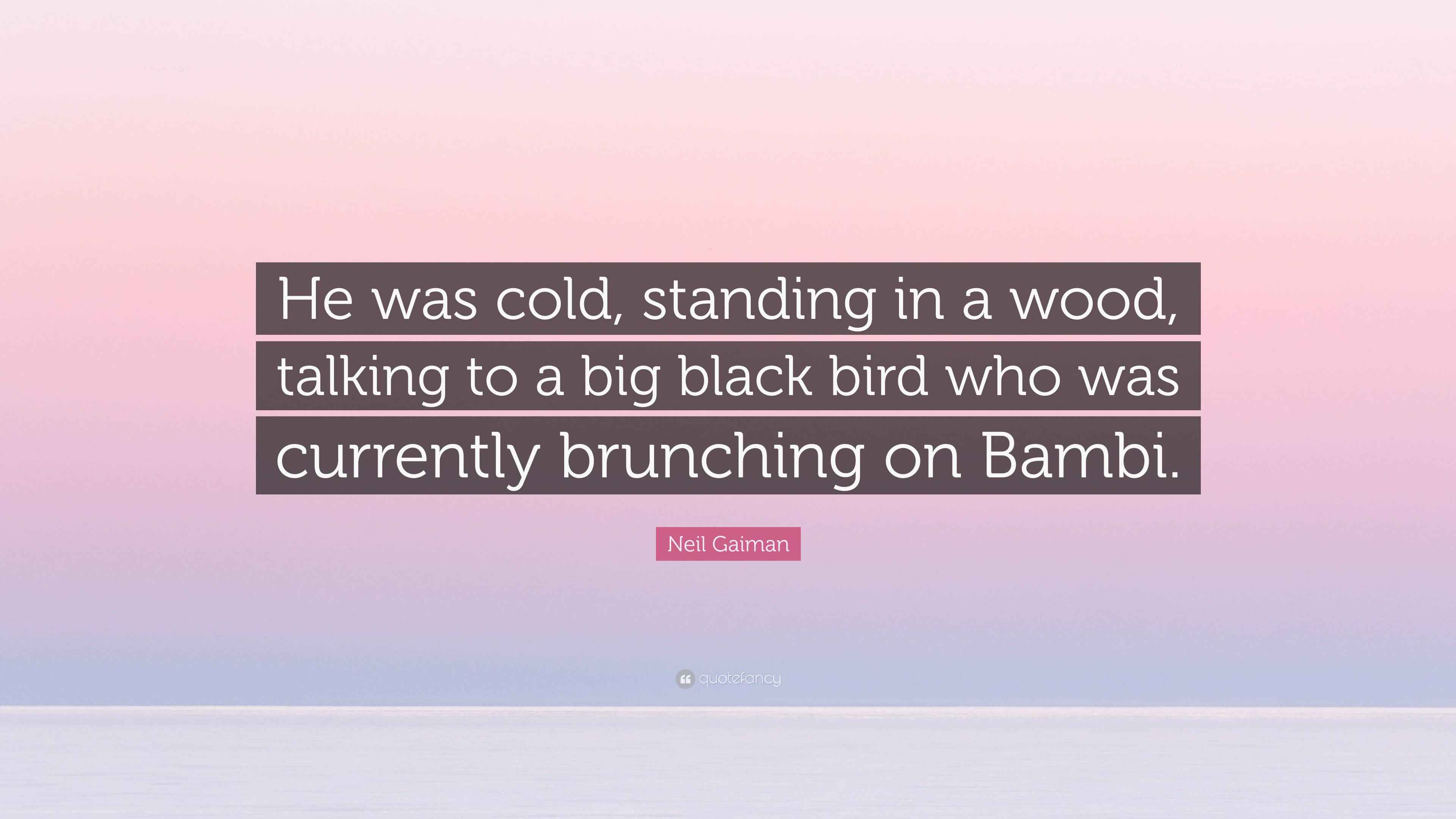 Neil Gaiman Quote: “He was cold, standing in a wood, talking to a big ...
