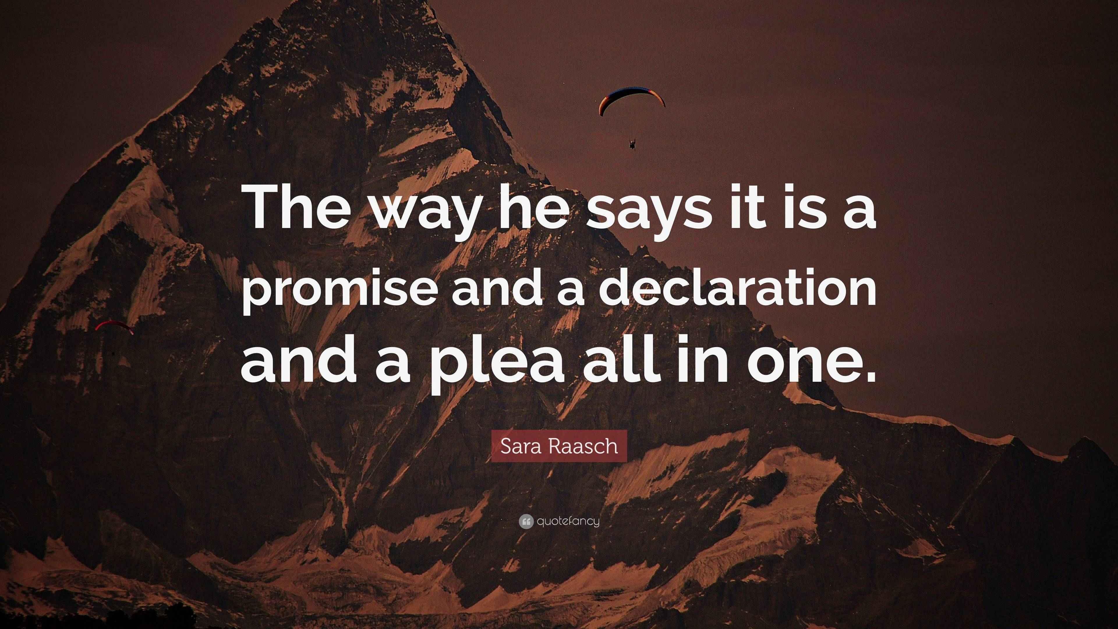 Sara Raasch Quote: “The way he says it is a promise and a declaration ...