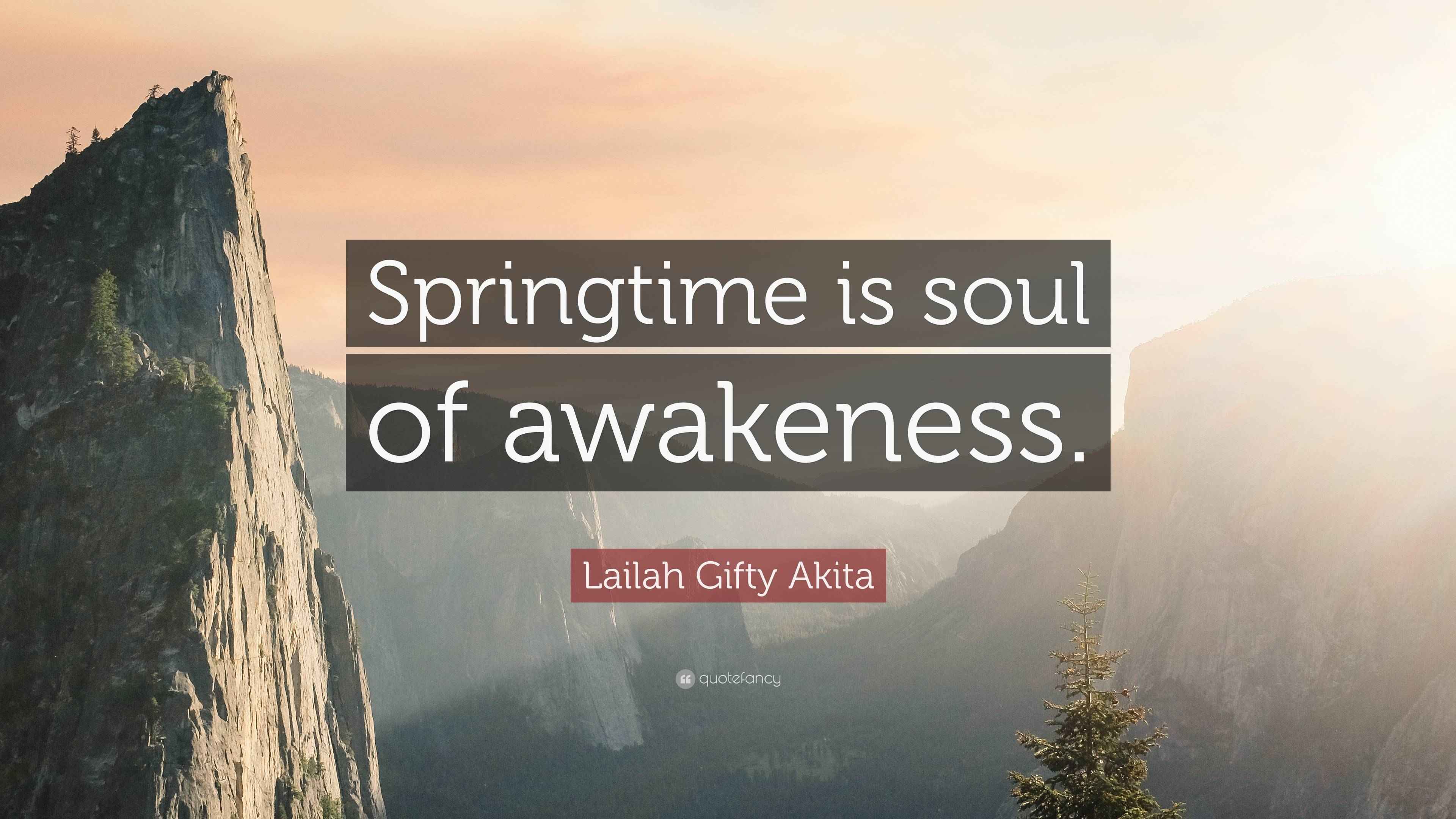 Lailah Gifty Akita Quote: “Springtime is soul of awakeness.”