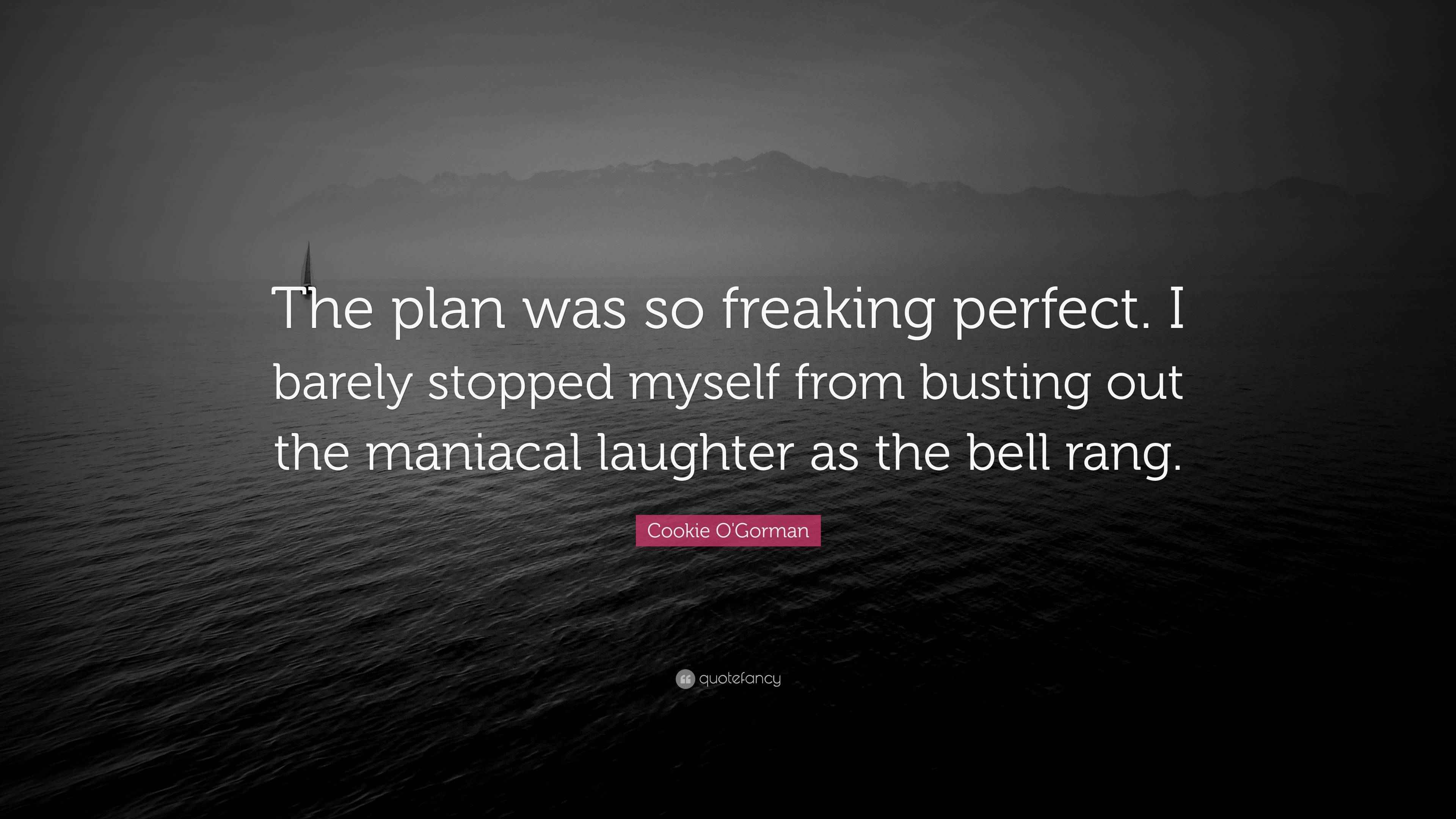 Cookie O'Gorman Quote: “The plan was so freaking perfect. I barely ...
