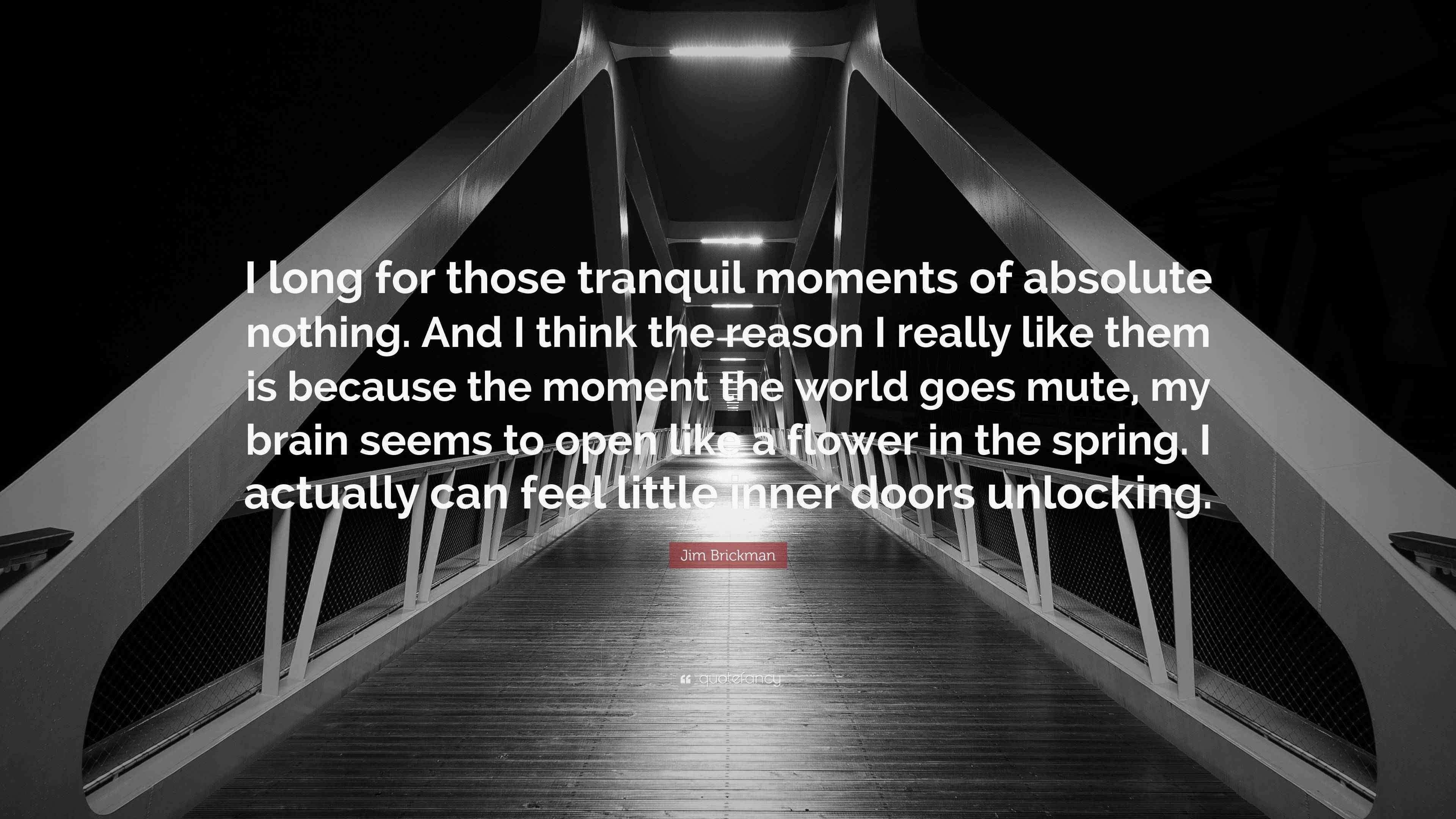 Jim Brickman Quote: “I long for those tranquil moments of absolute ...