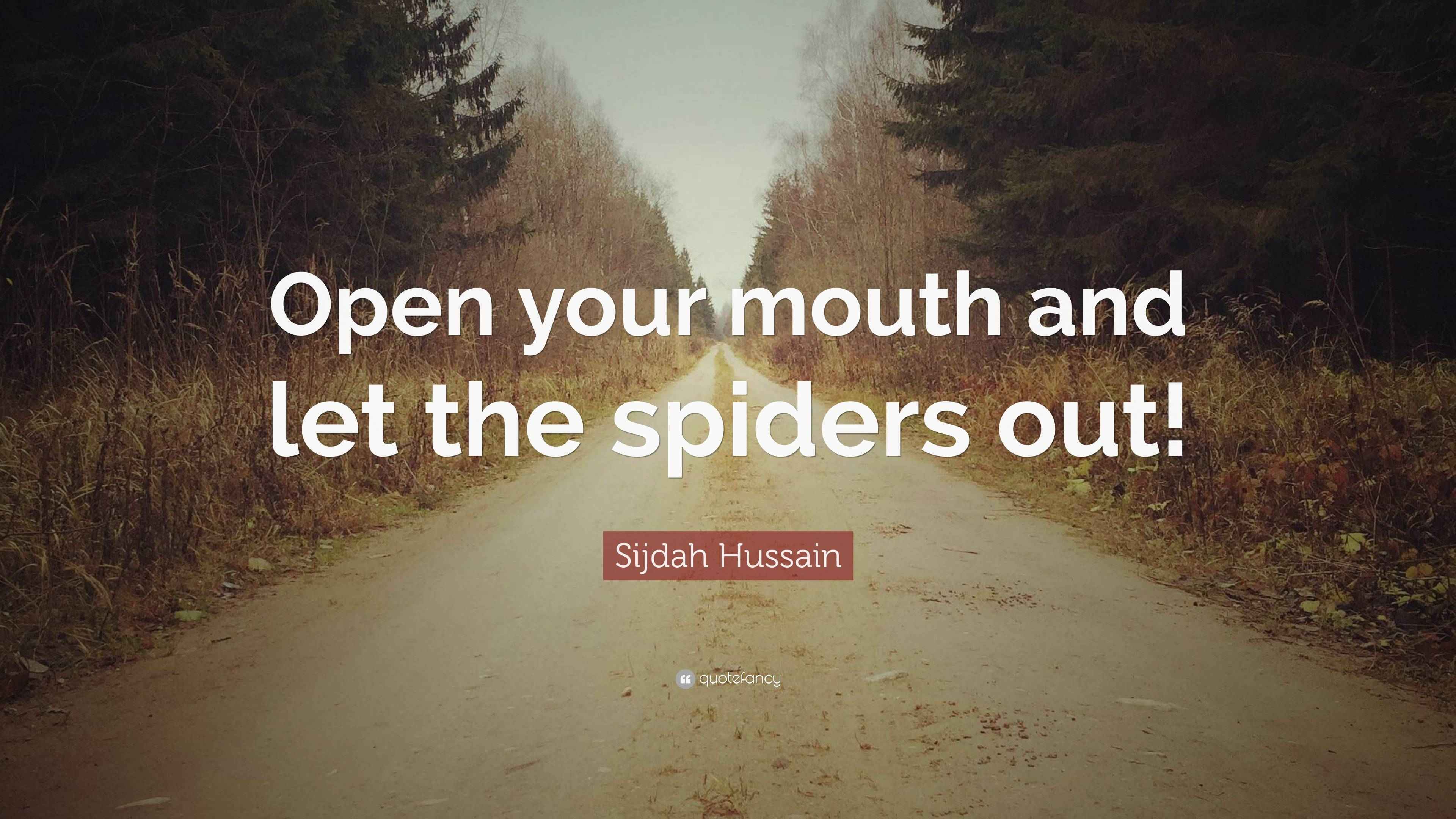 Sijdah Hussain Quote: “Open your mouth and let the spiders out!”