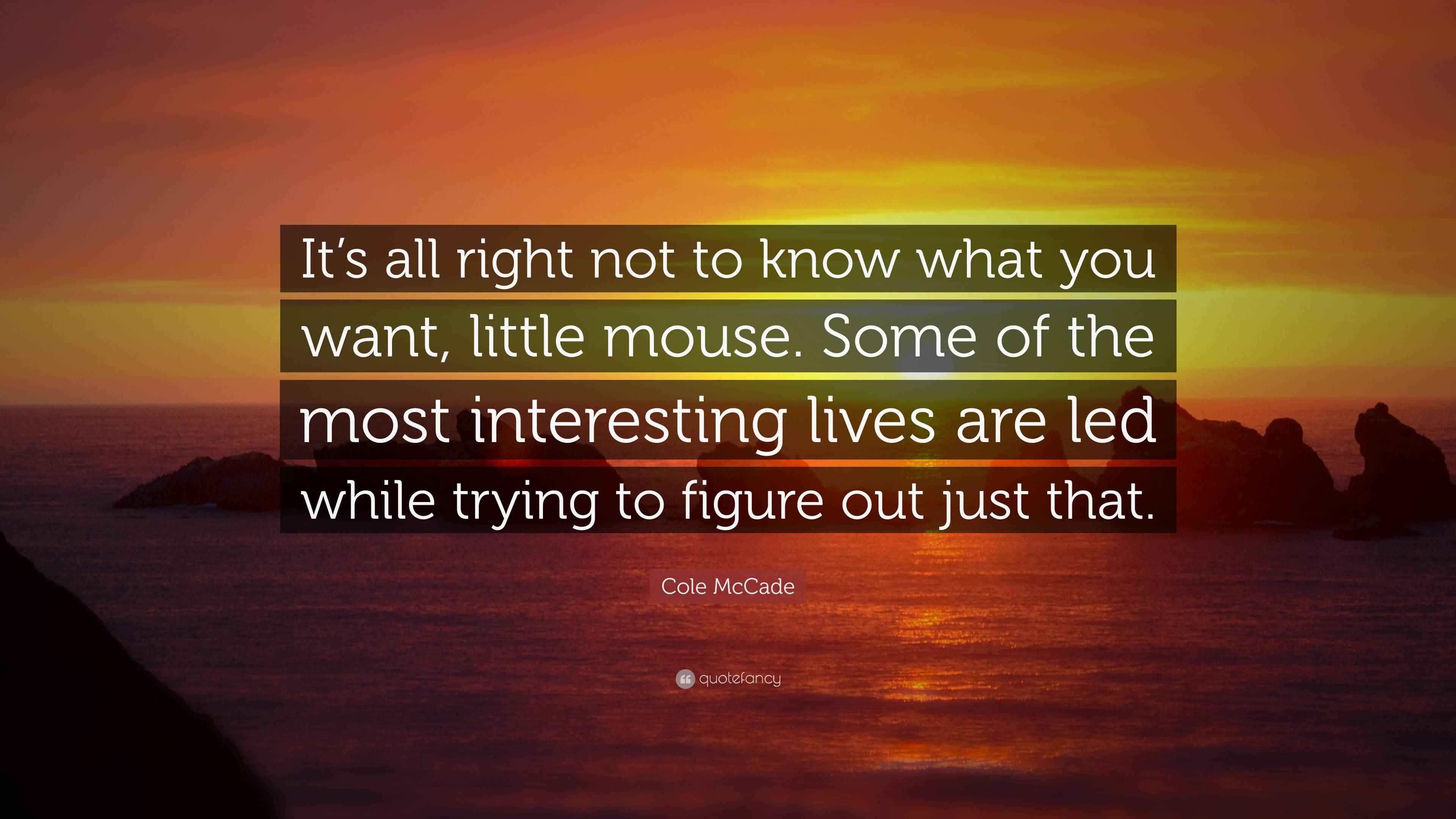 Cole McCade Quote: “It’s all right not to know what you want, little ...