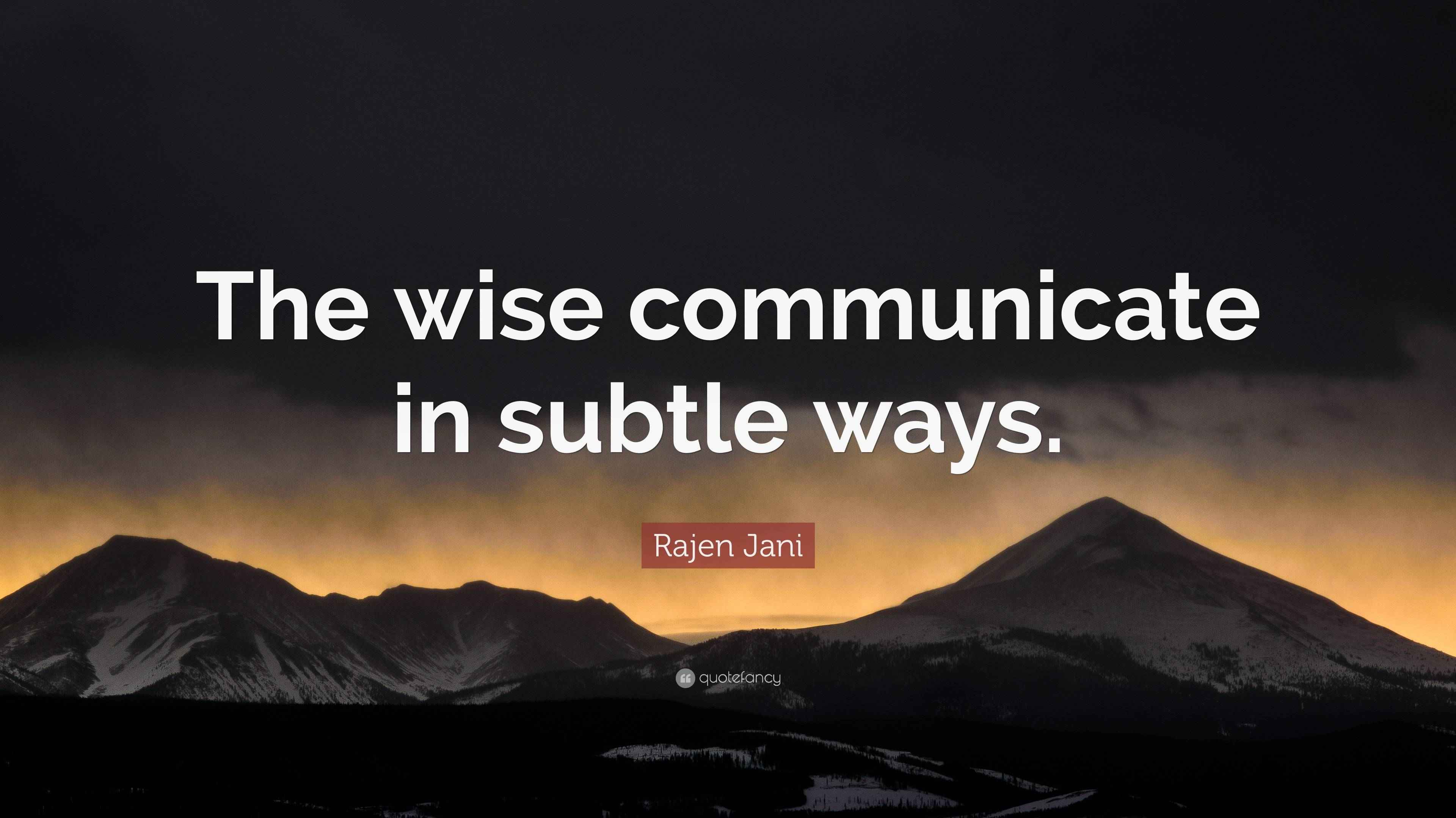Rajen Jani Quote: “The wise communicate in subtle ways.”