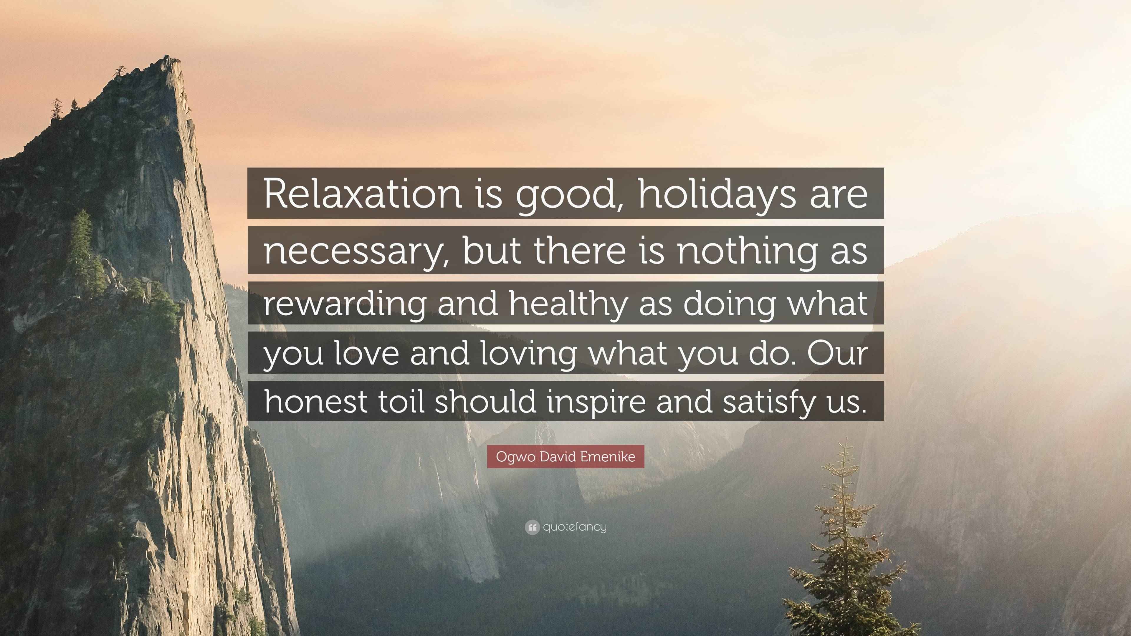 Ogwo David Emenike Quote: “Relaxation is good, holidays are necessary ...