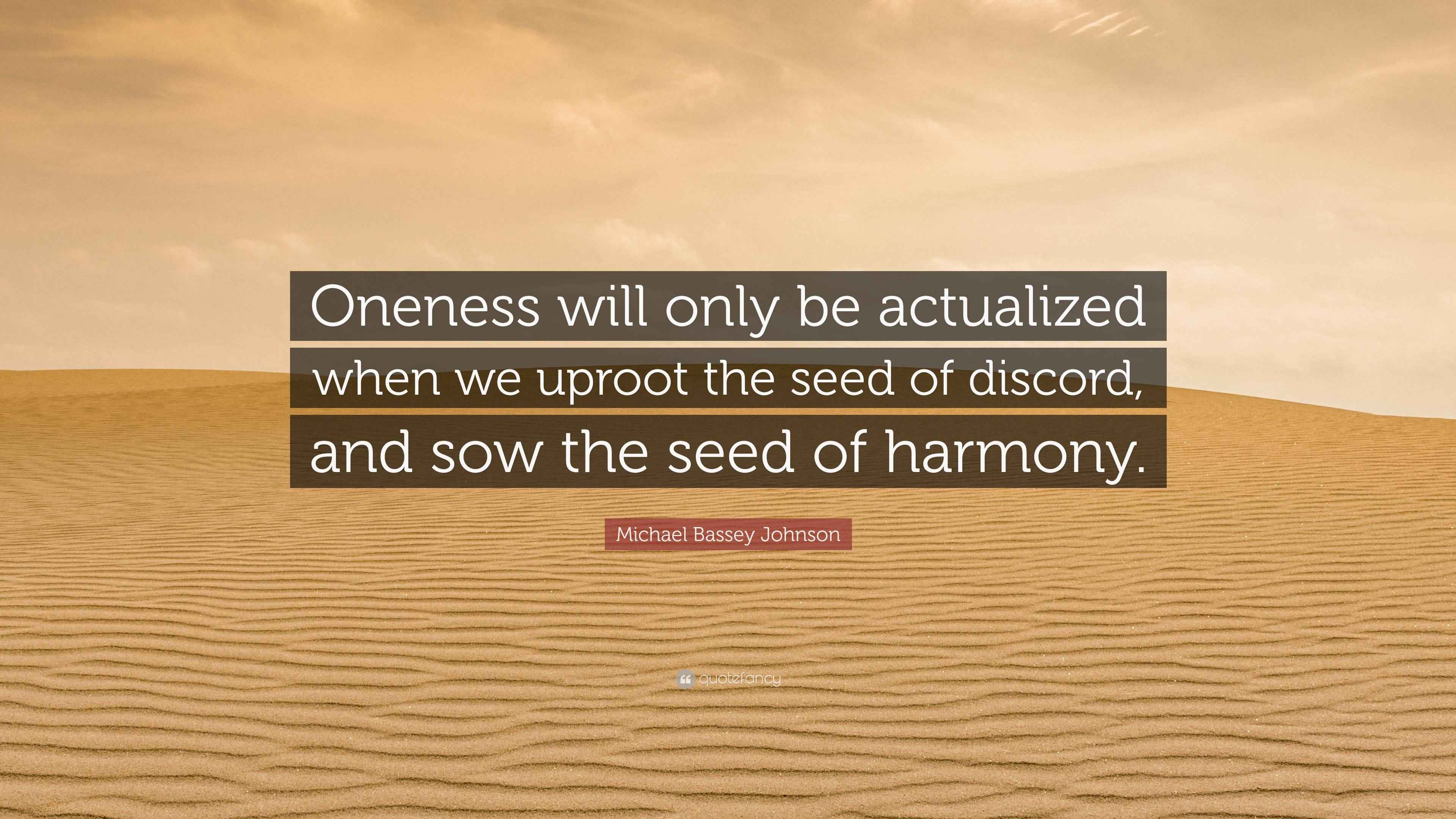 Michael Bassey Johnson Quote: “Oneness will only be actualized when we ...