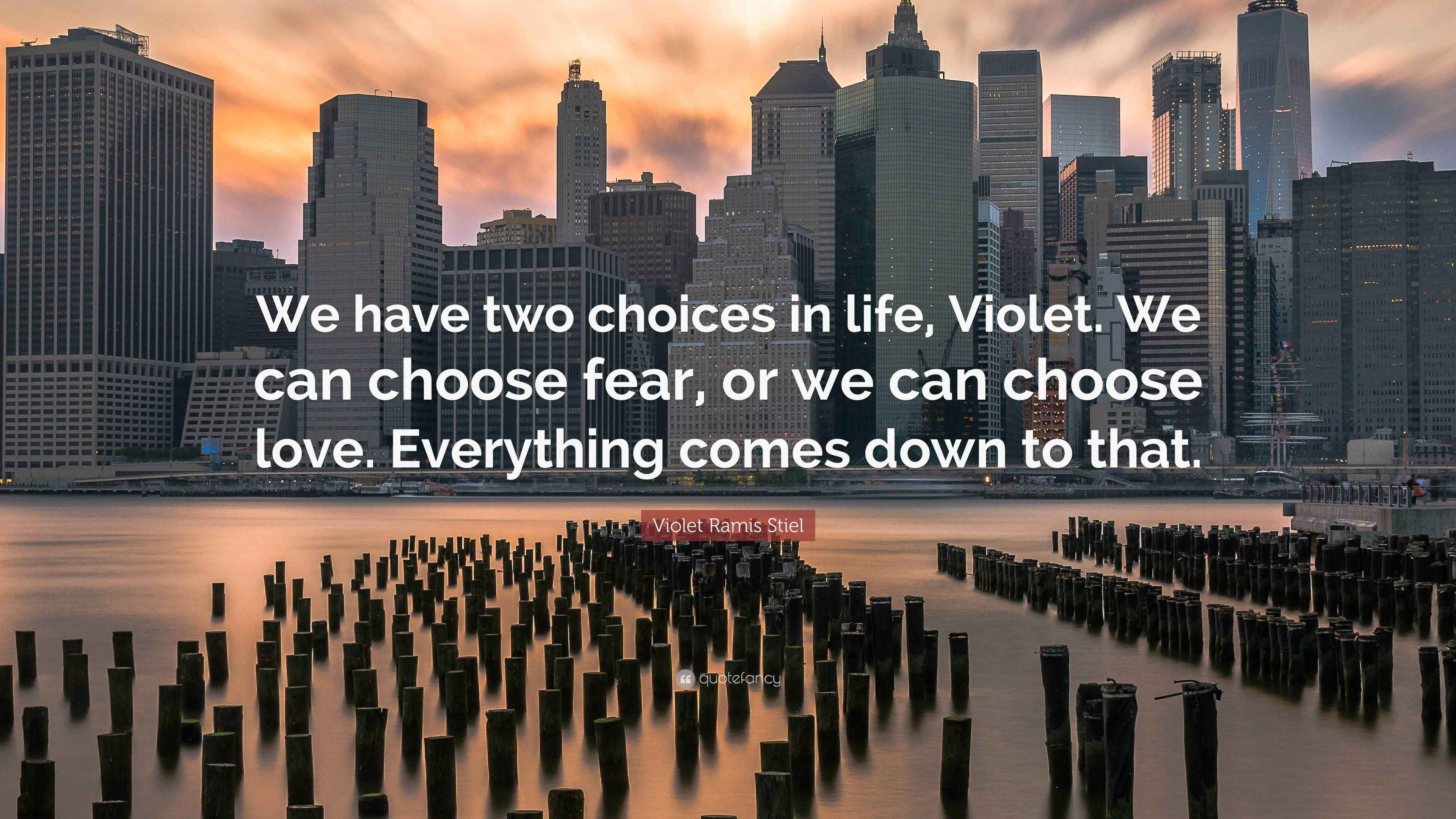 Violet Ramis Stiel Quote: “We have two choices in life, Violet. We can ...