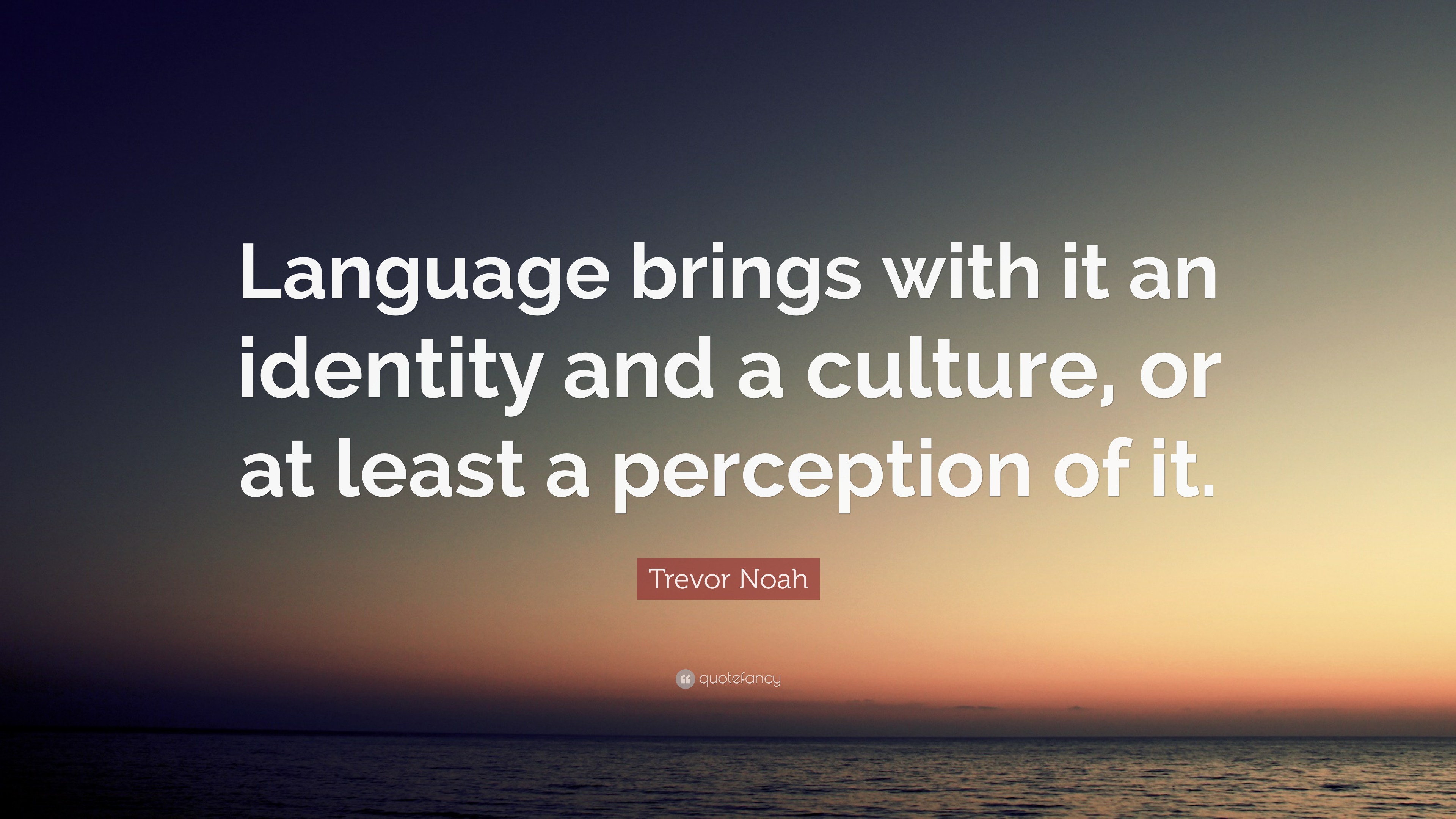 Trevor Noah Quote: “Language brings with it an identity and a culture ...
