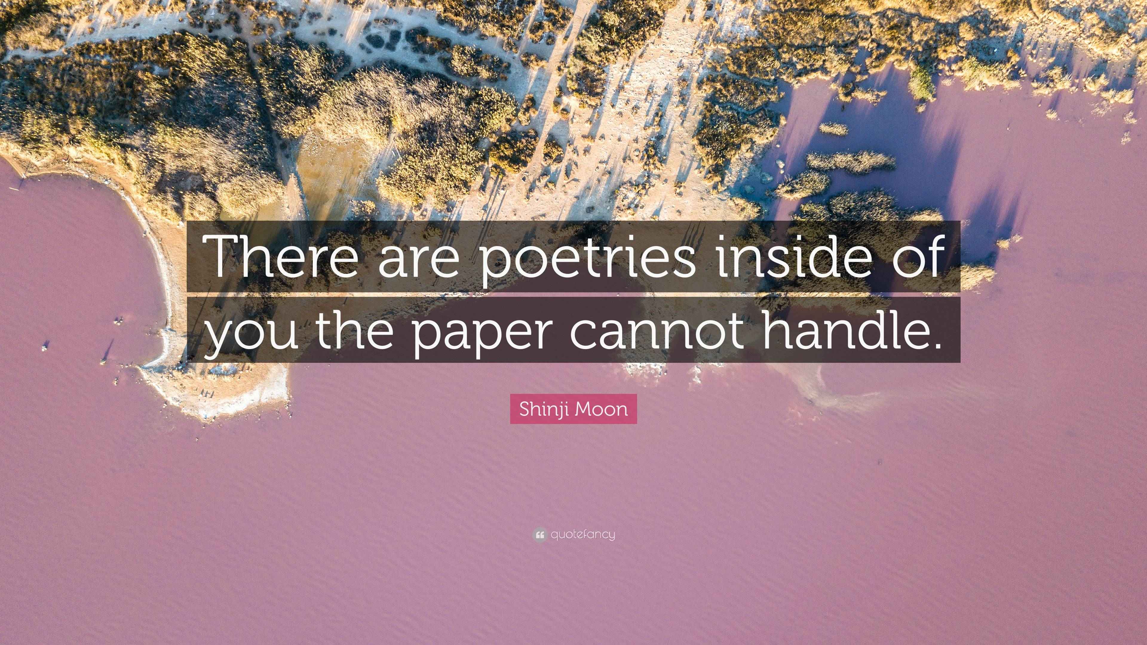 Shinji Moon Quote: “There are poetries inside of you the paper cannot ...