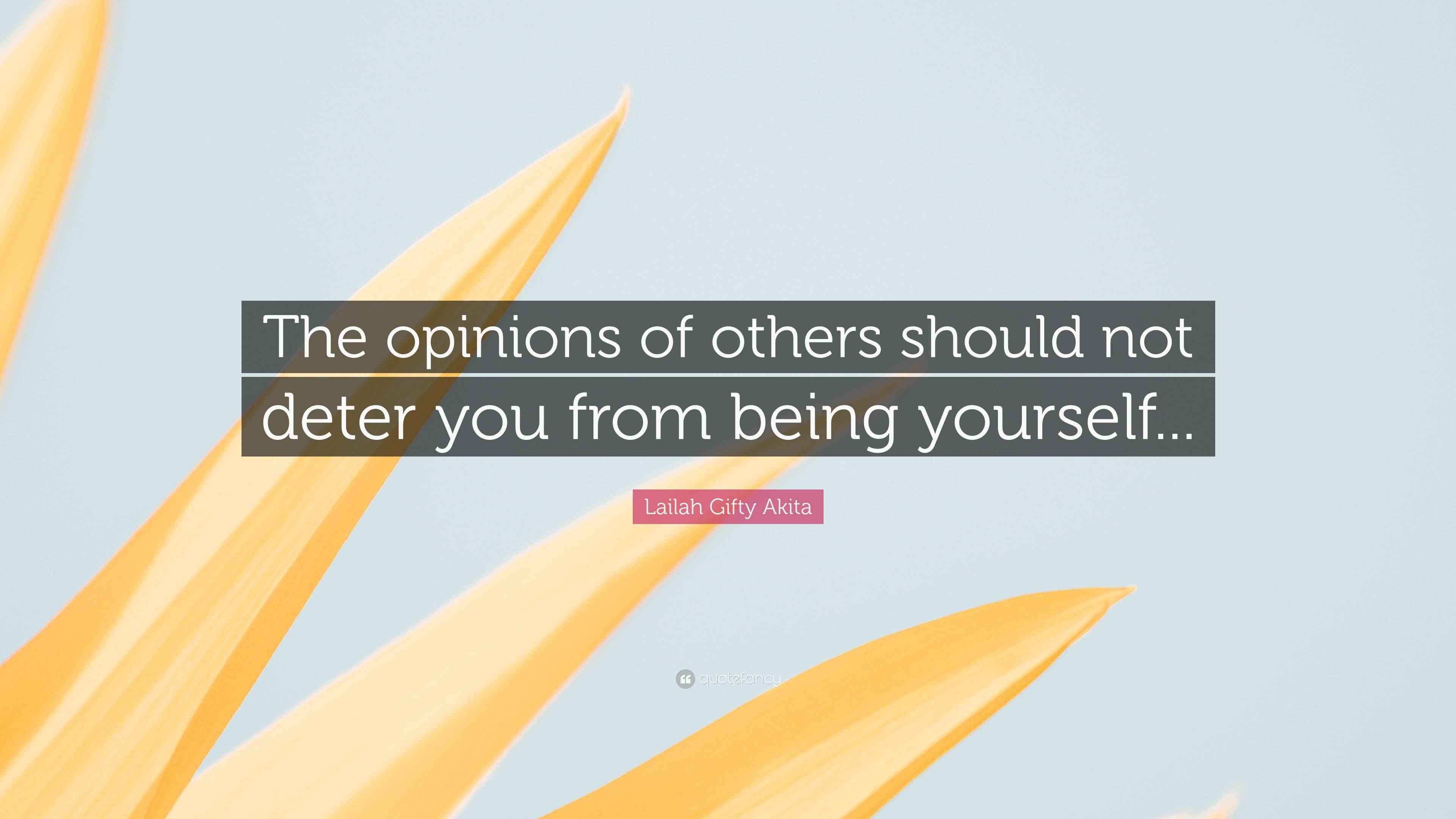 Lailah Gifty Akita Quote: “The opinions of others should not deter you ...