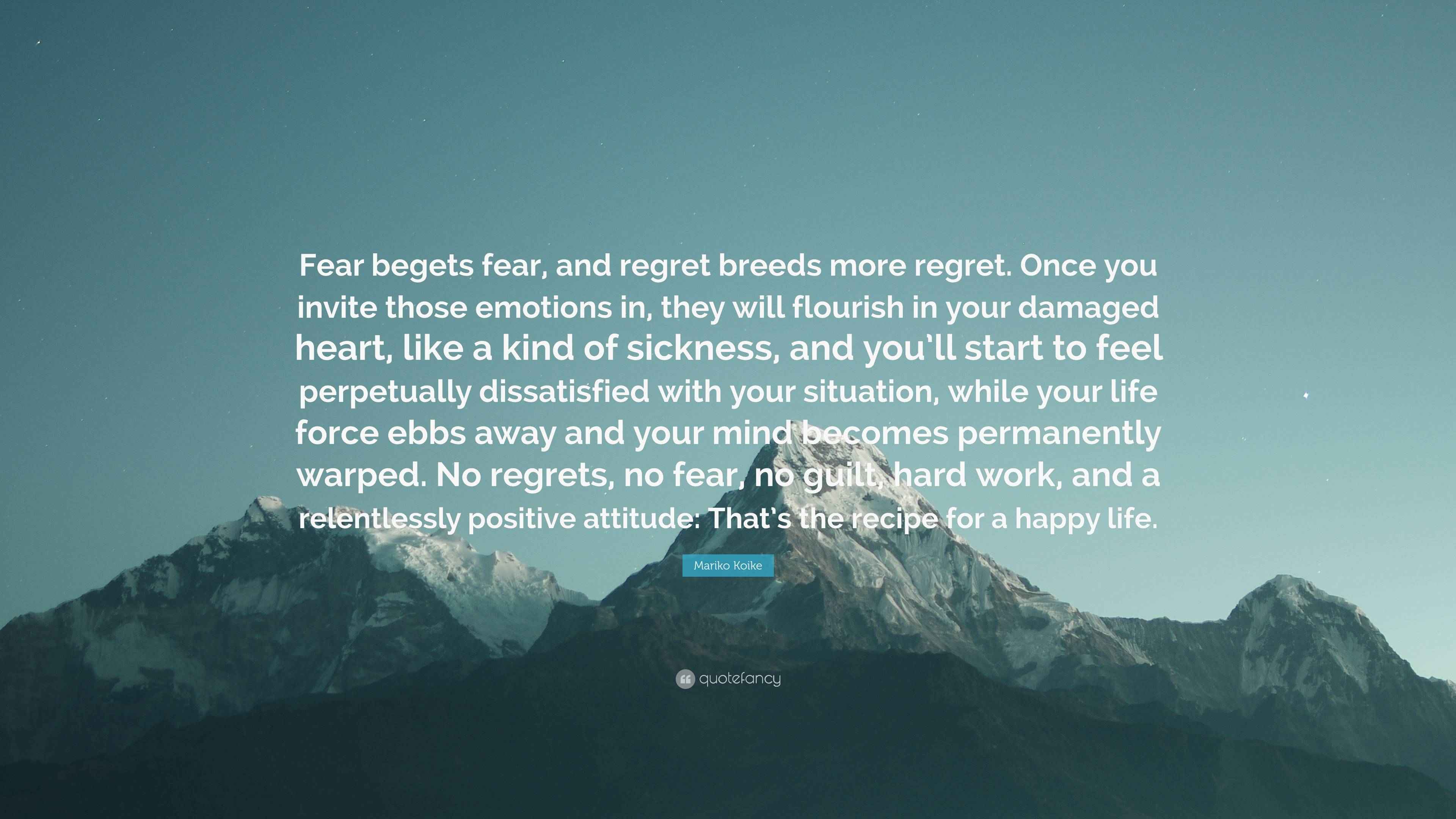 Mariko Koike Quote: “Fear begets fear, and regret breeds more regret ...