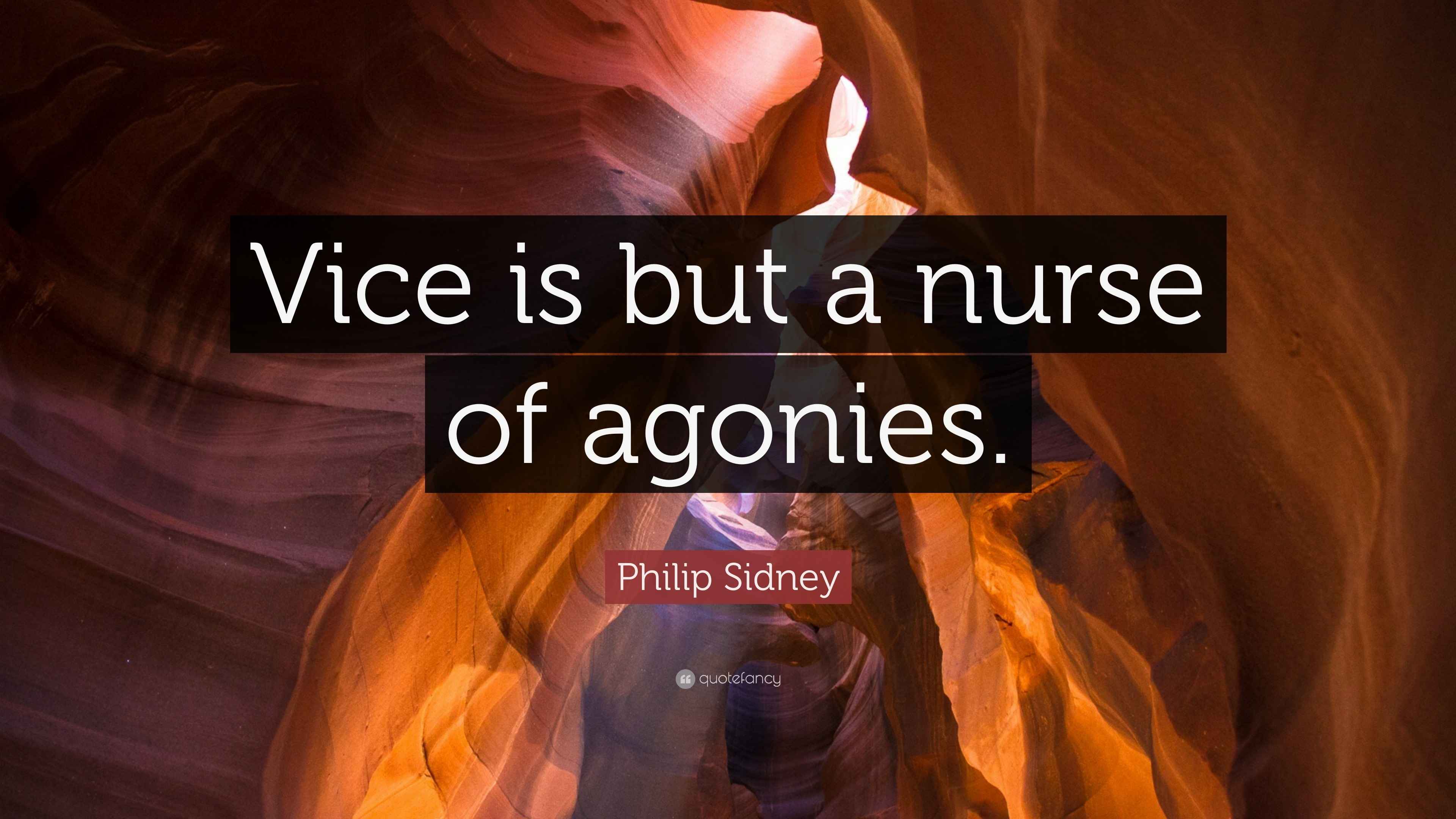 Philip Sidney Quote: “Vice is but a nurse of agonies.”
