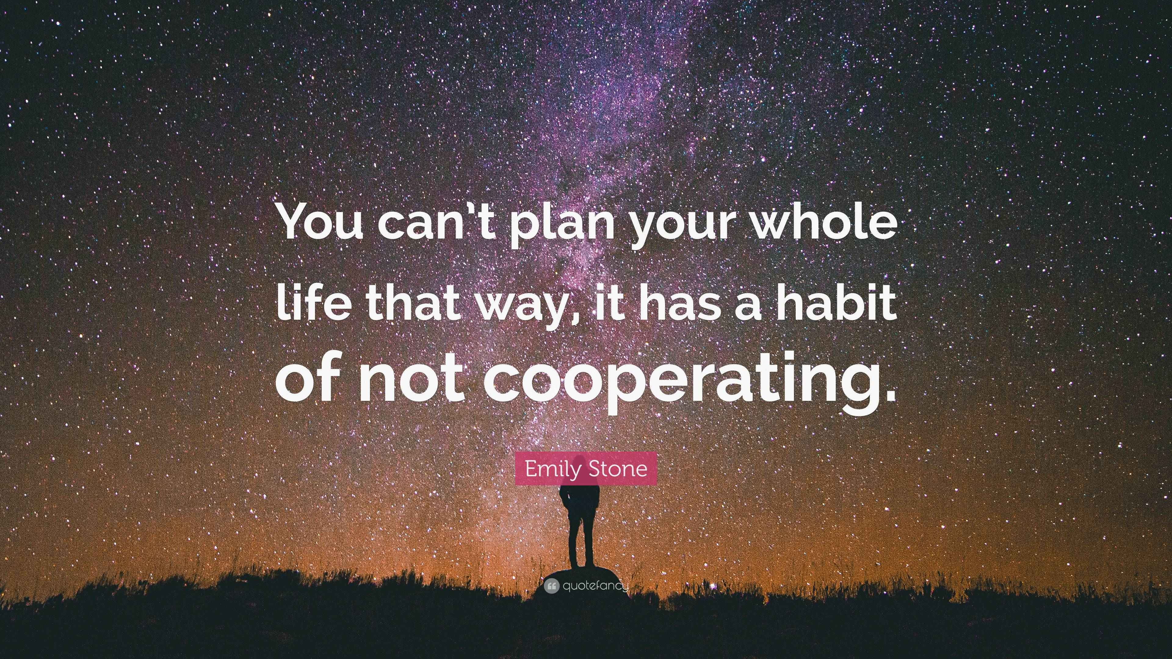 Emily Stone Quote: “You can’t plan your whole life that way, it has a ...