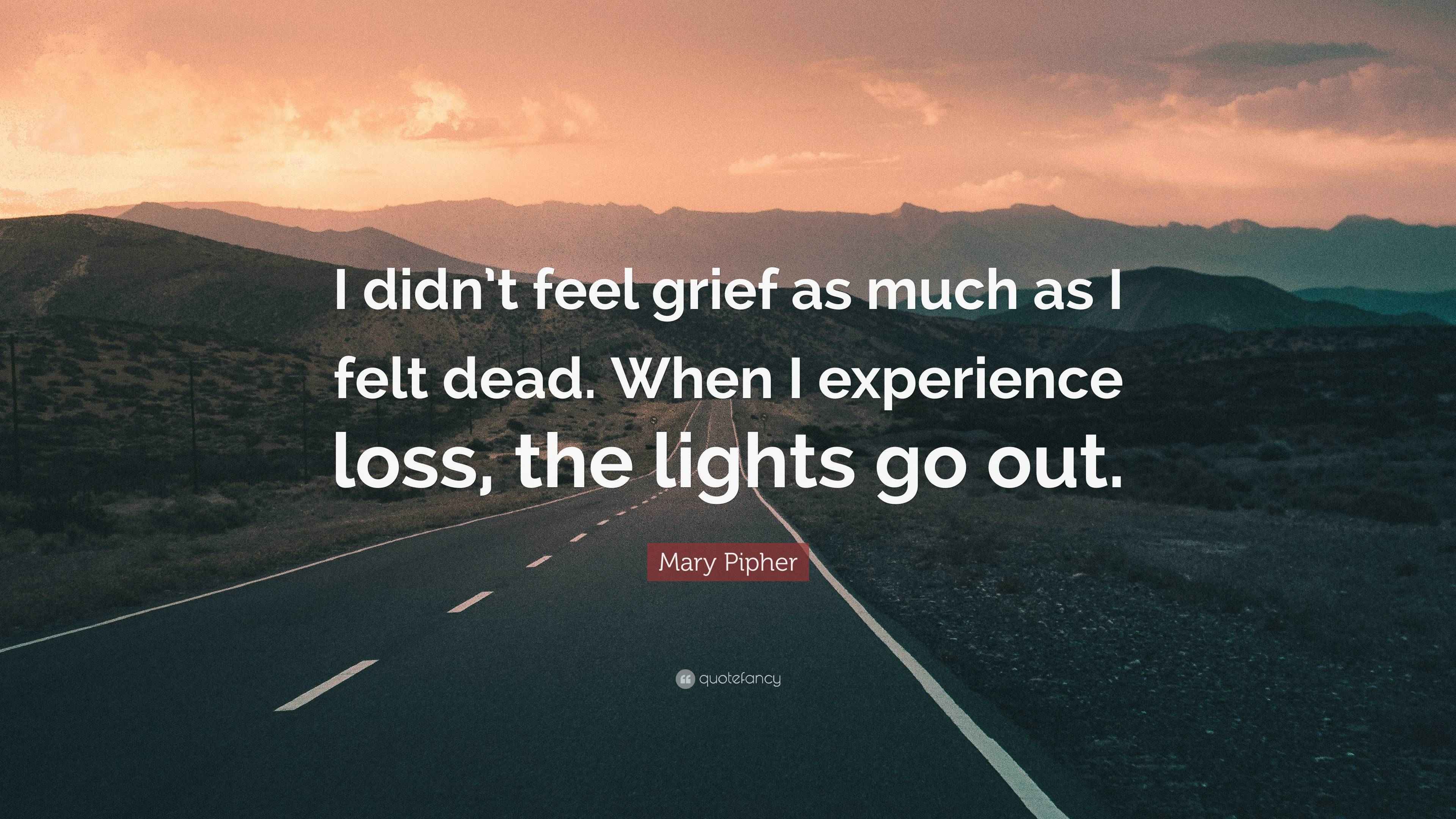 Mary Pipher Quote: “I didn’t feel grief as much as I felt dead. When I ...