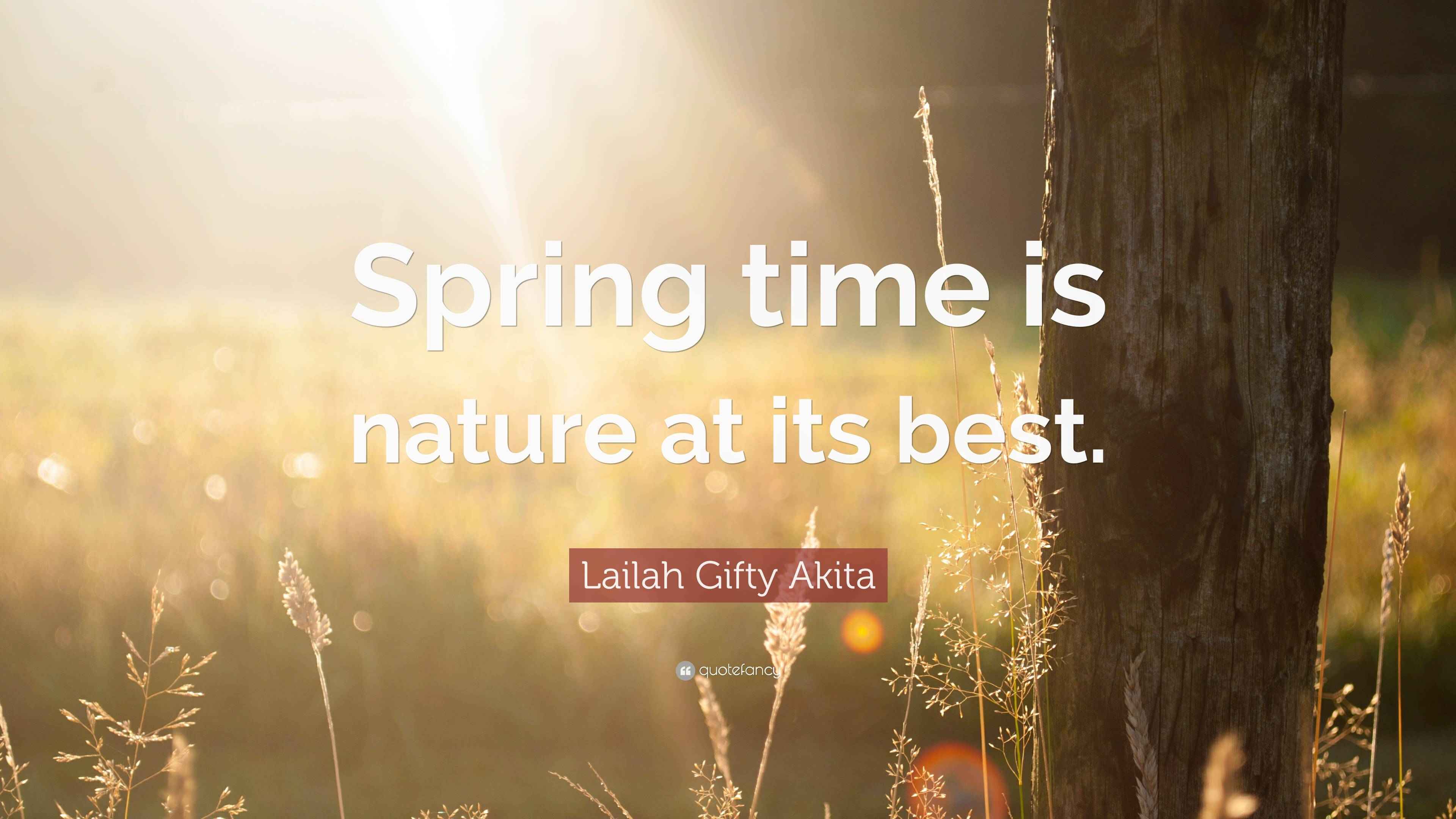 Lailah Gifty Akita Quote: “Spring time is nature at its best.”