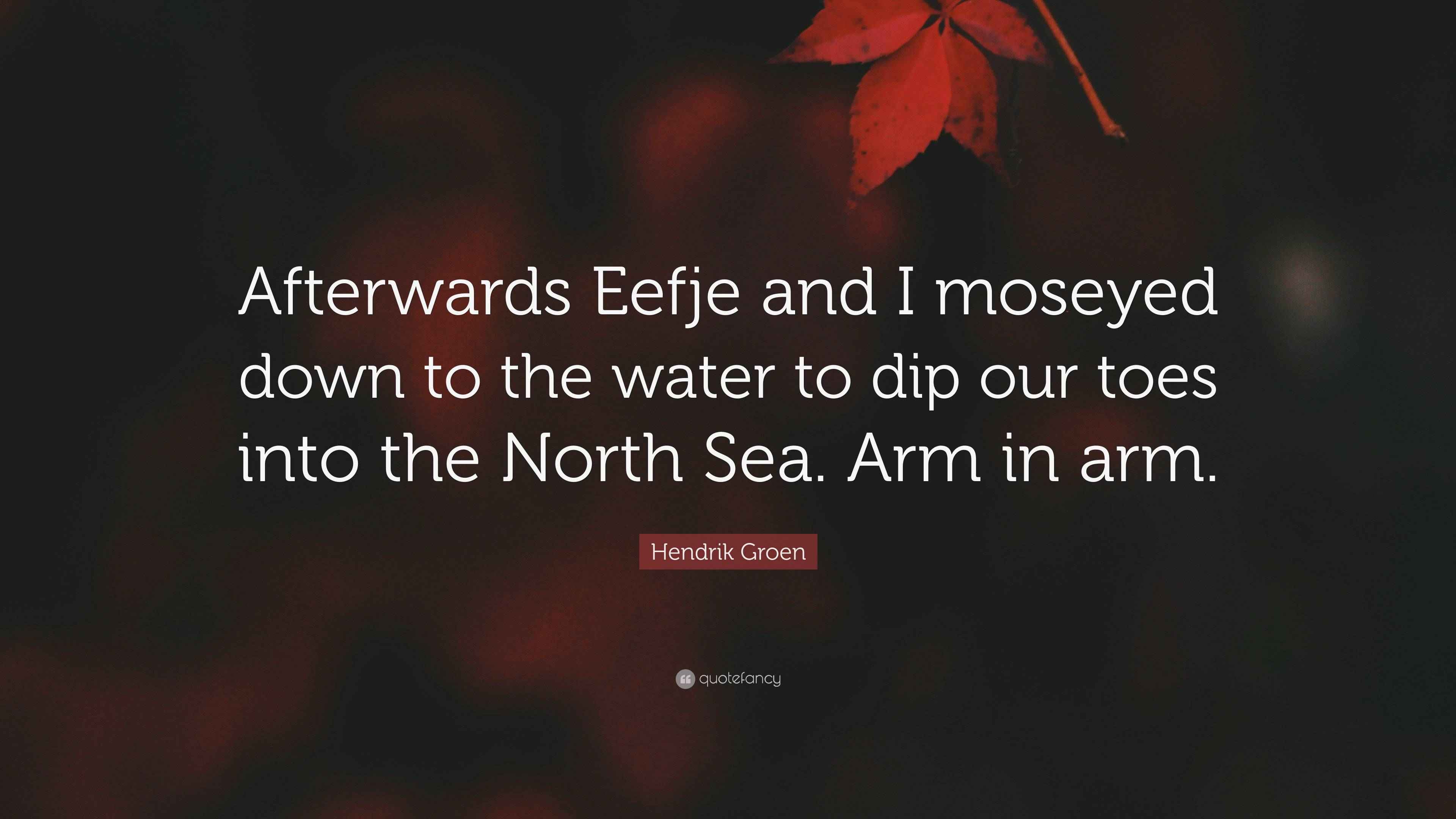 Hendrik Groen Quote: “Afterwards Eefje and I moseyed down to the water ...