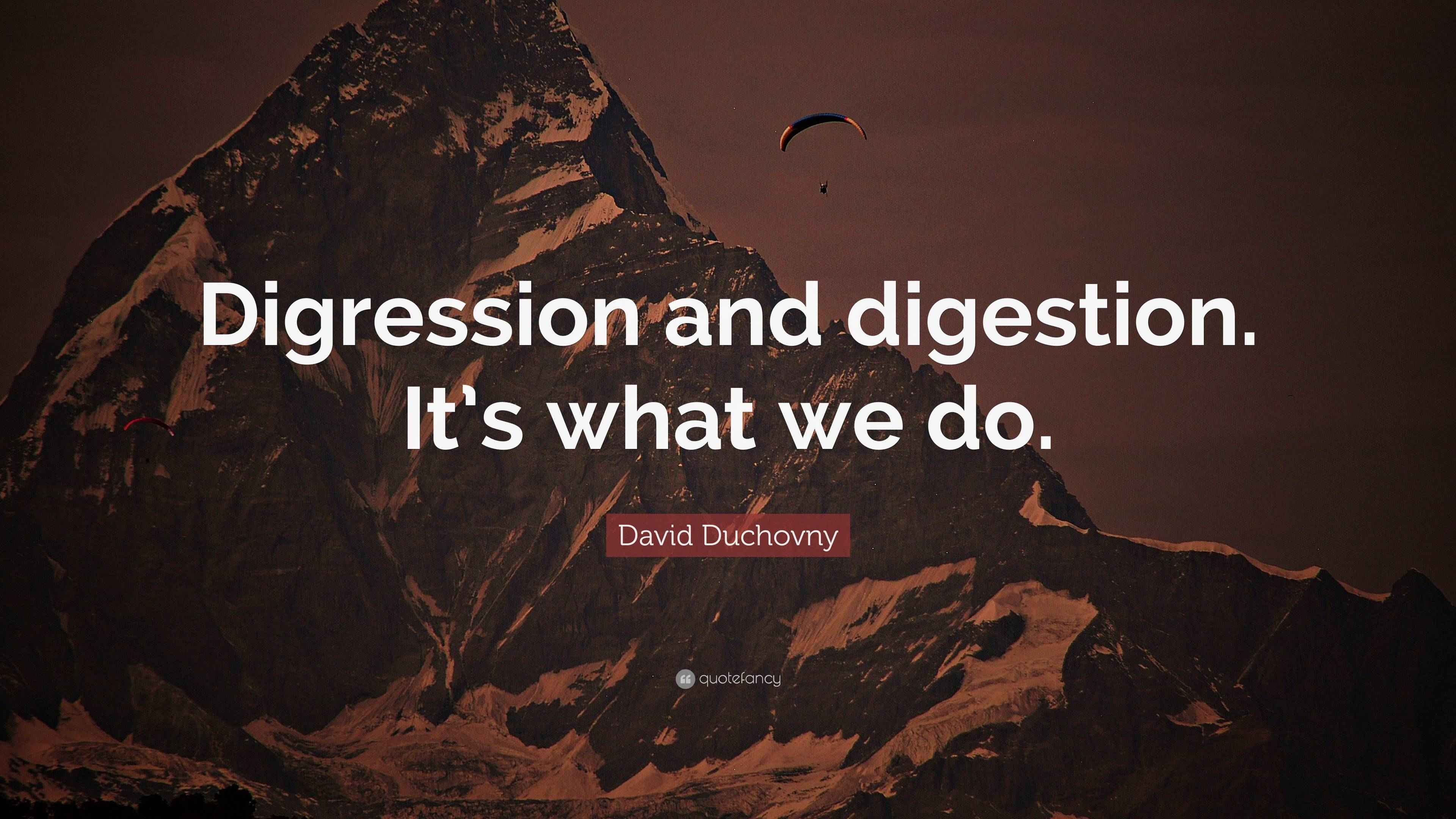 David Duchovny Quote: “Digression and digestion. It’s what we do.”
