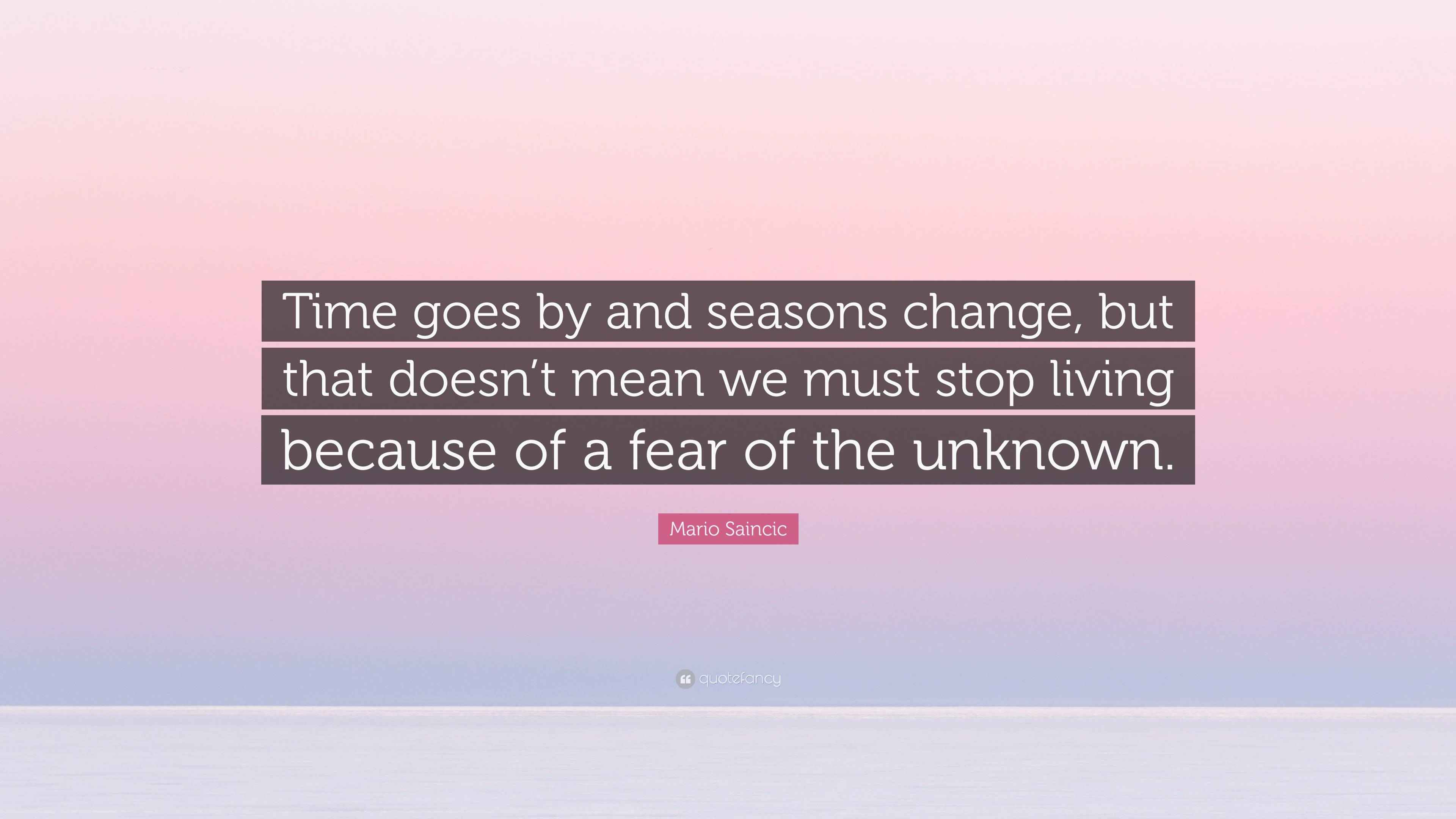 Mario Saincic Quote: “Time goes by and seasons change, but that doesn’t ...