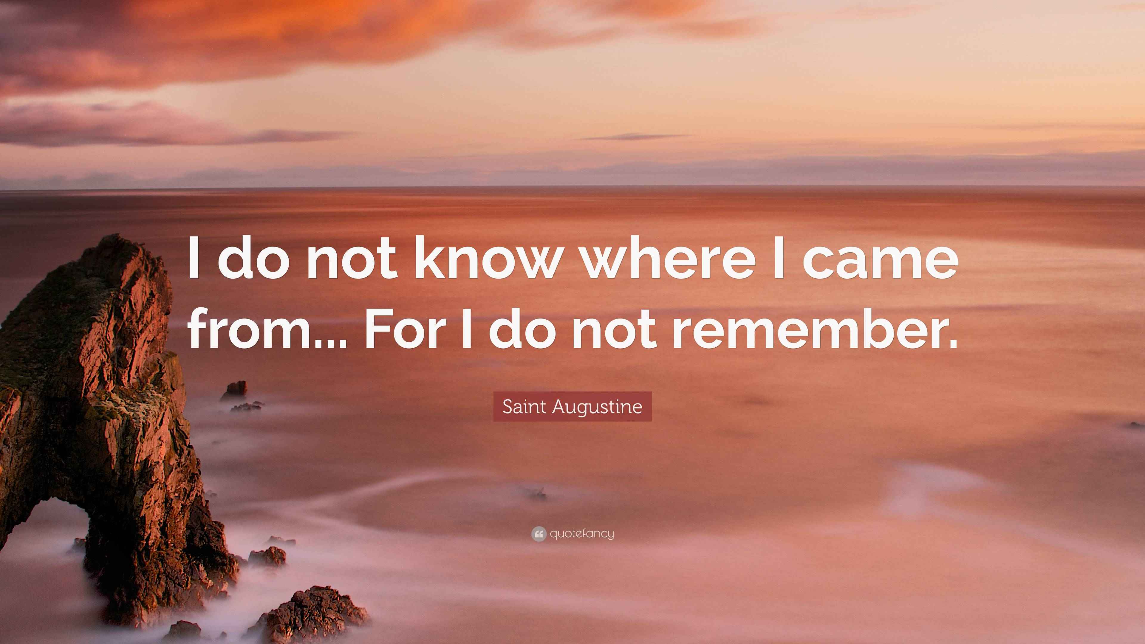 Saint Augustine Quote: “I do not know where I came from... For I do not ...