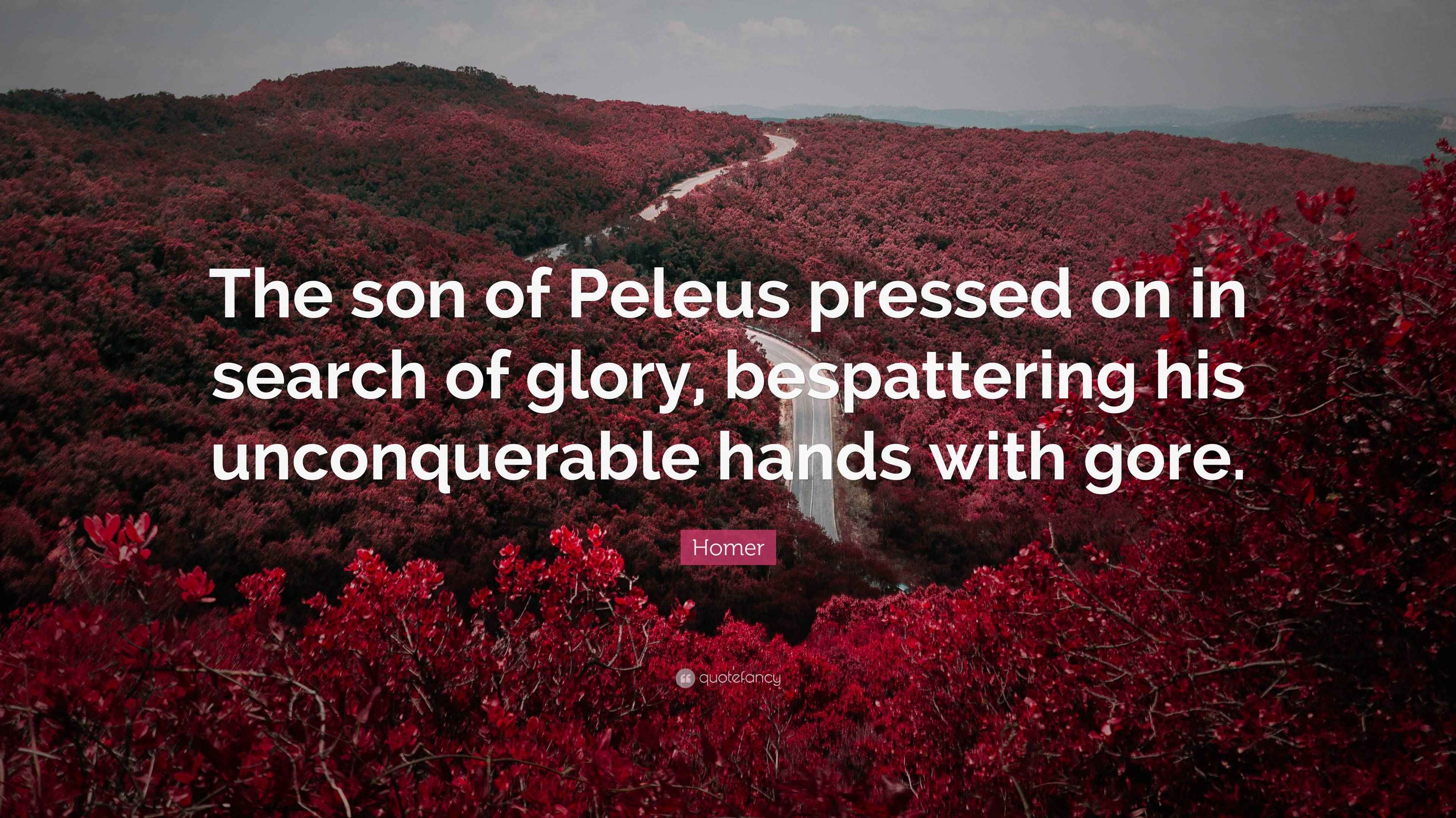 Homer Quote: “The son of Peleus pressed on in search of glory ...