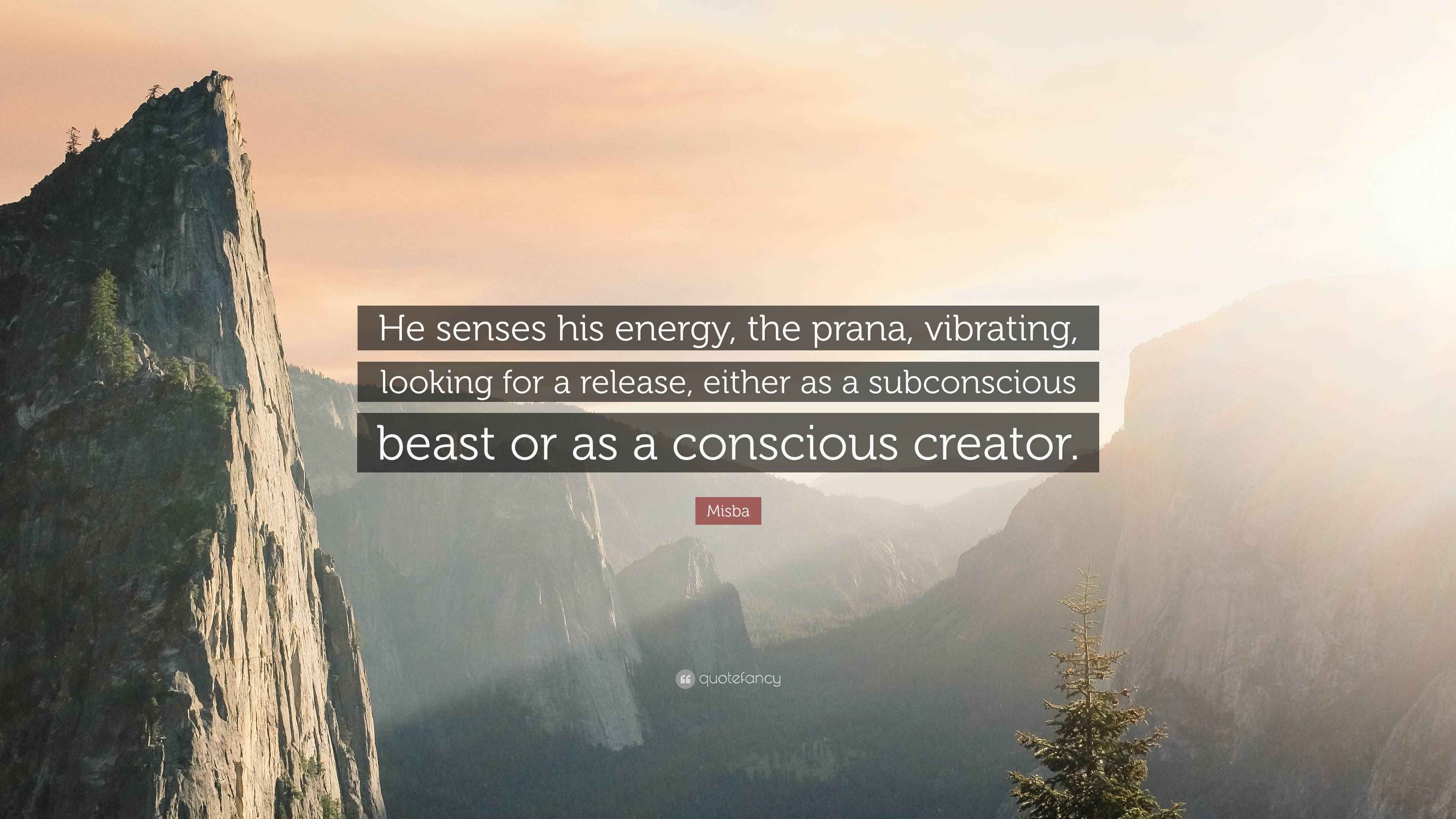 Misba Quote: “He senses his energy, the prana, vibrating, looking for a ...