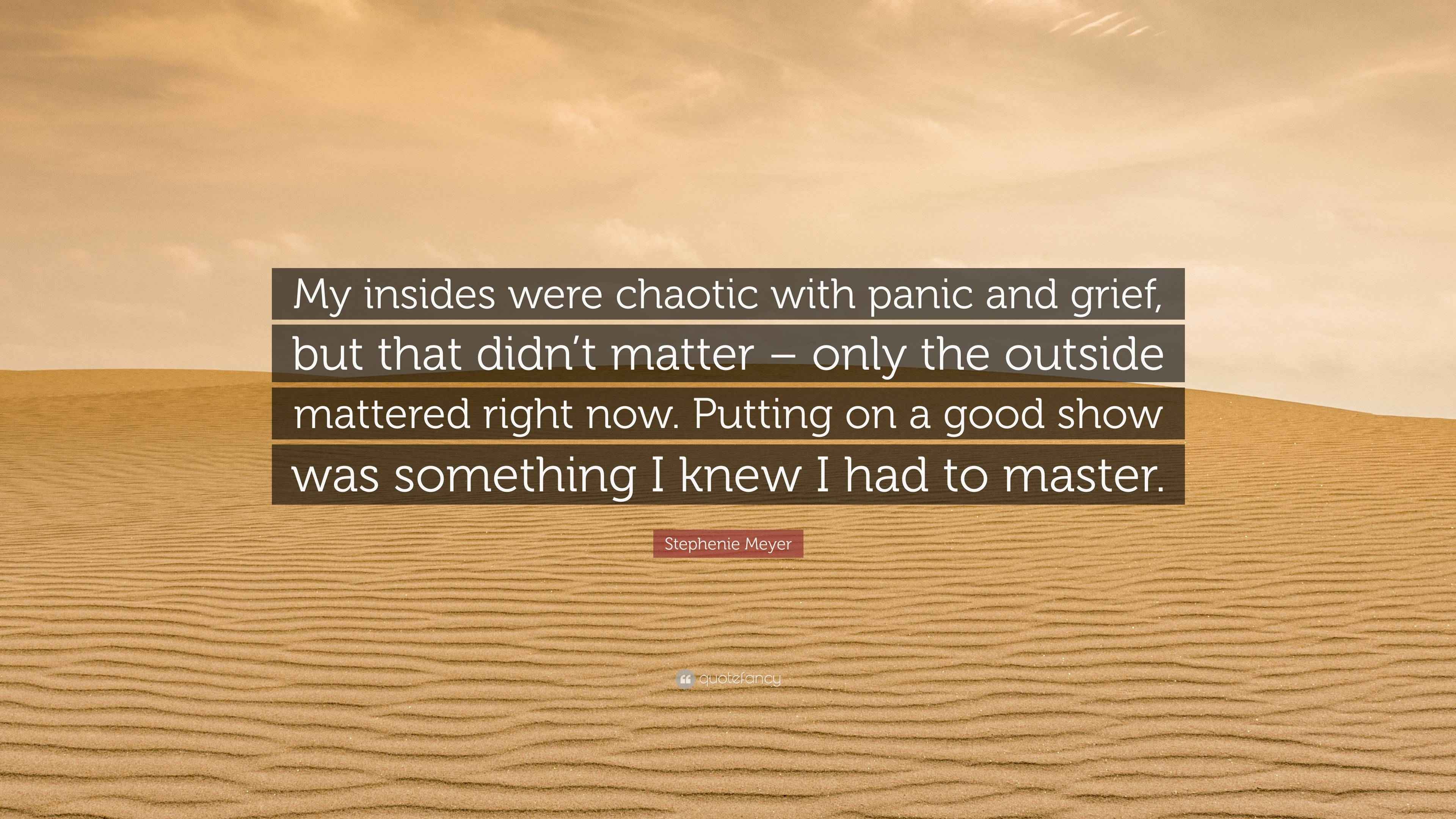 Stephenie Meyer Quote: “My insides were chaotic with panic and grief ...