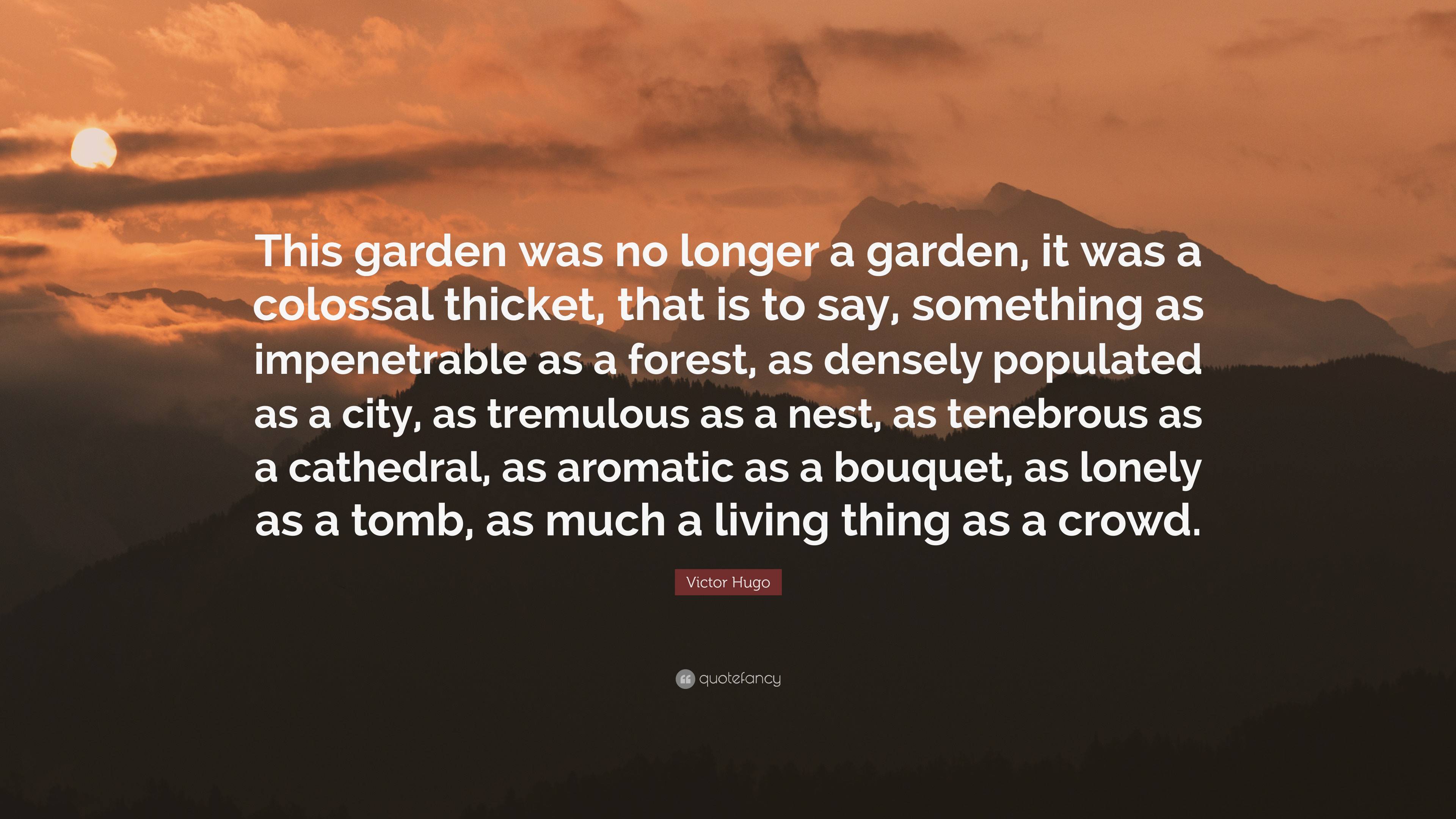 Victor Hugo Quote: “This garden was no longer a garden, it was a ...