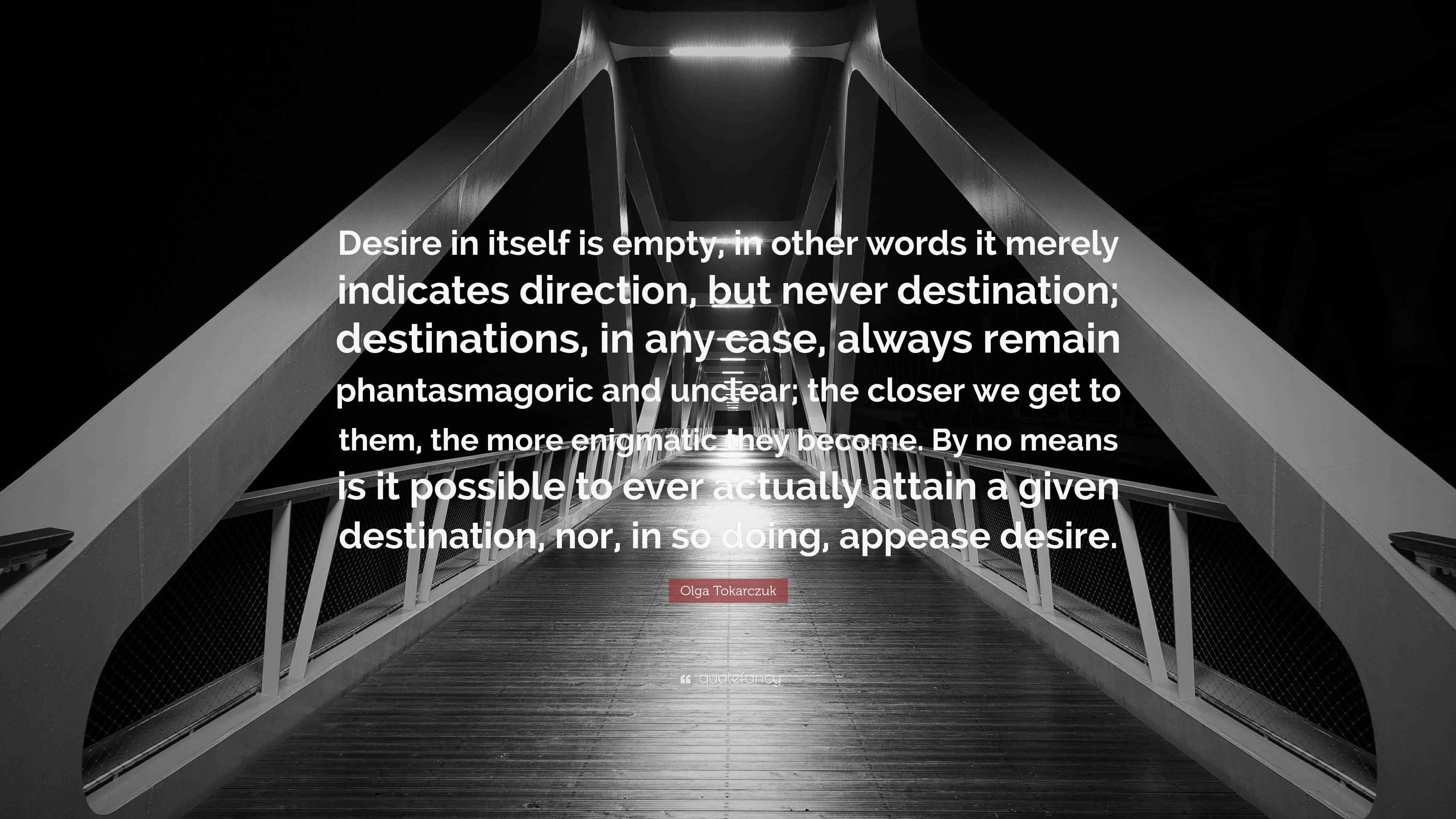 Olga Tokarczuk Quote: “Desire in itself is empty, in other words it ...