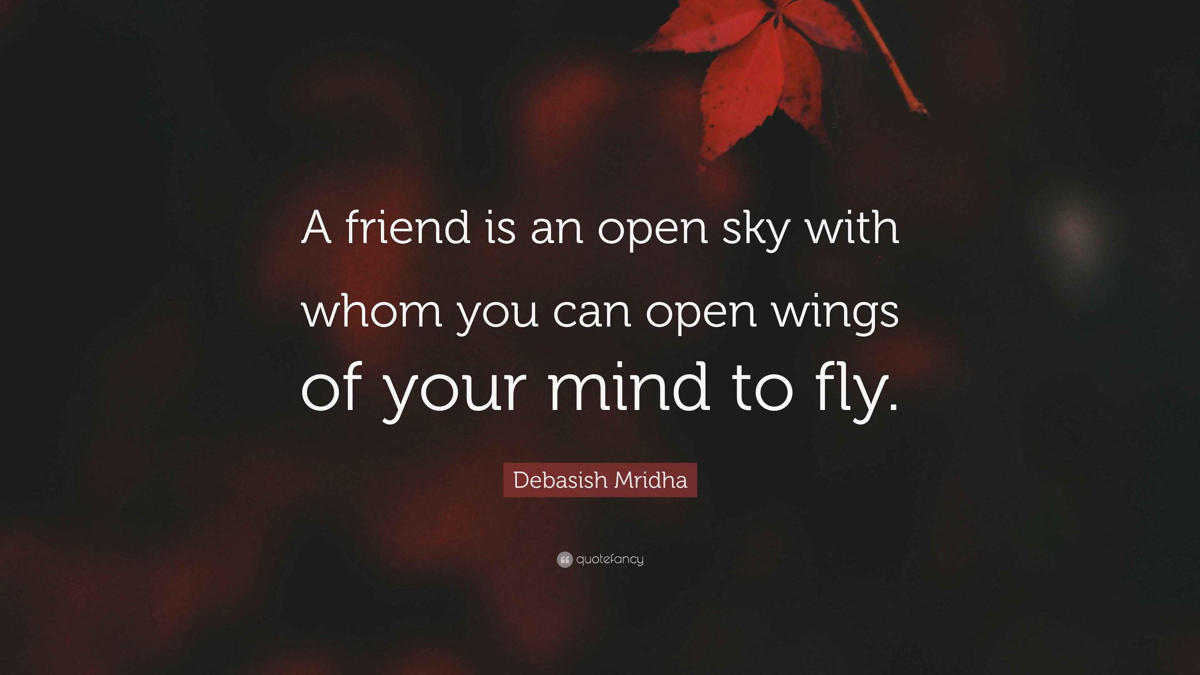 Debasish Mridha Quote: “A friend is an open sky with whom you can open ...
