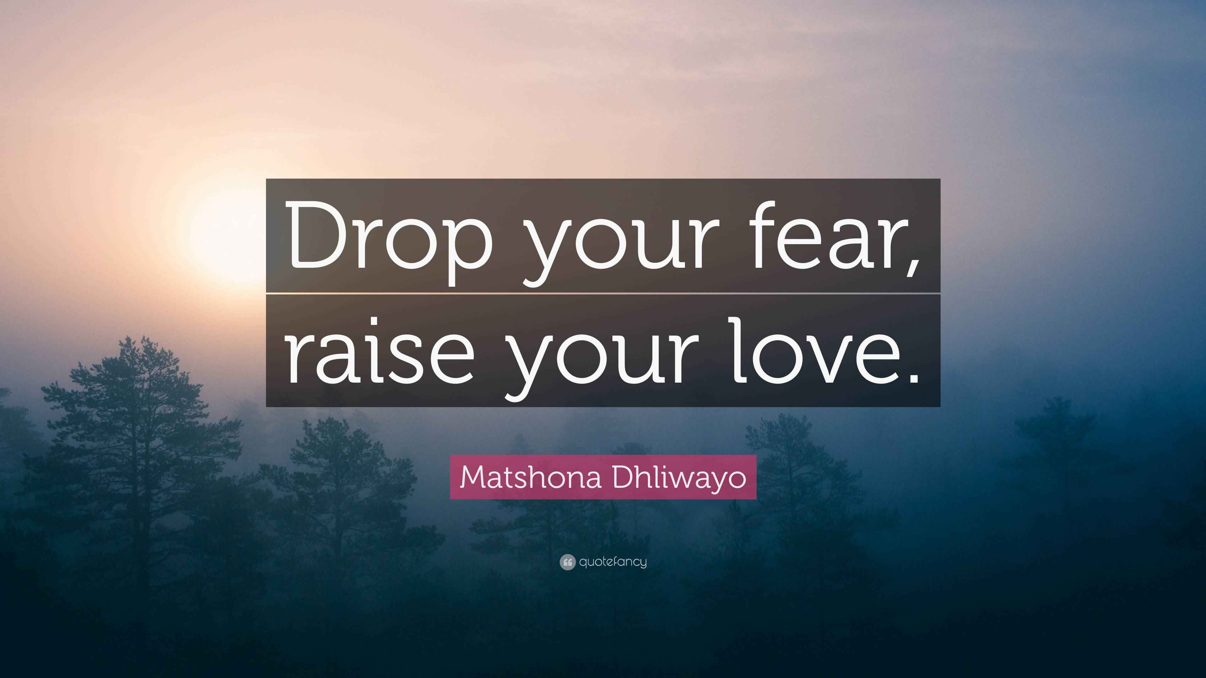 Matshona Dhliwayo Quote: “Drop your fear, raise your love.”