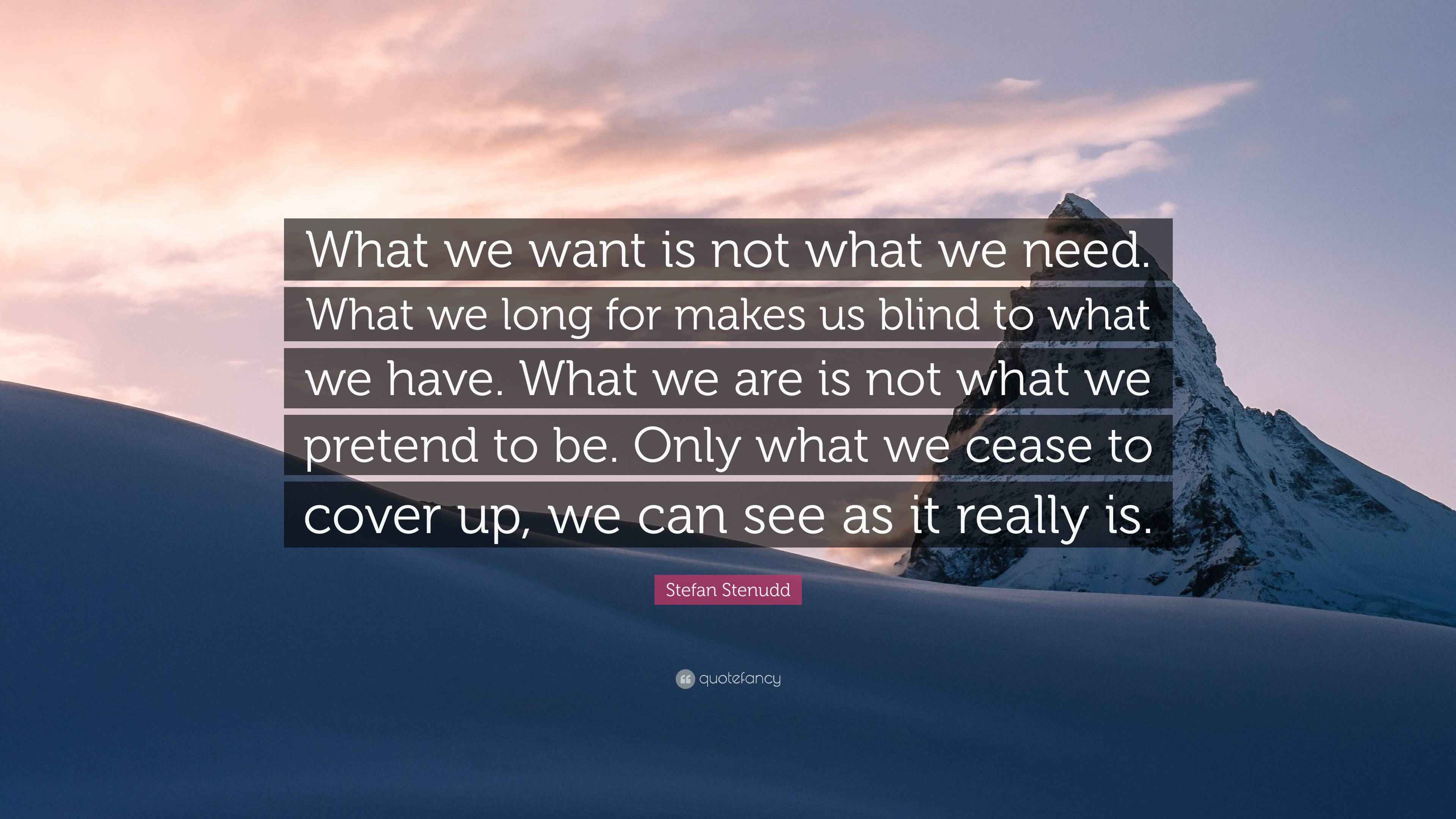 Stefan Stenudd Quote: “What we want is not what we need. What we long ...