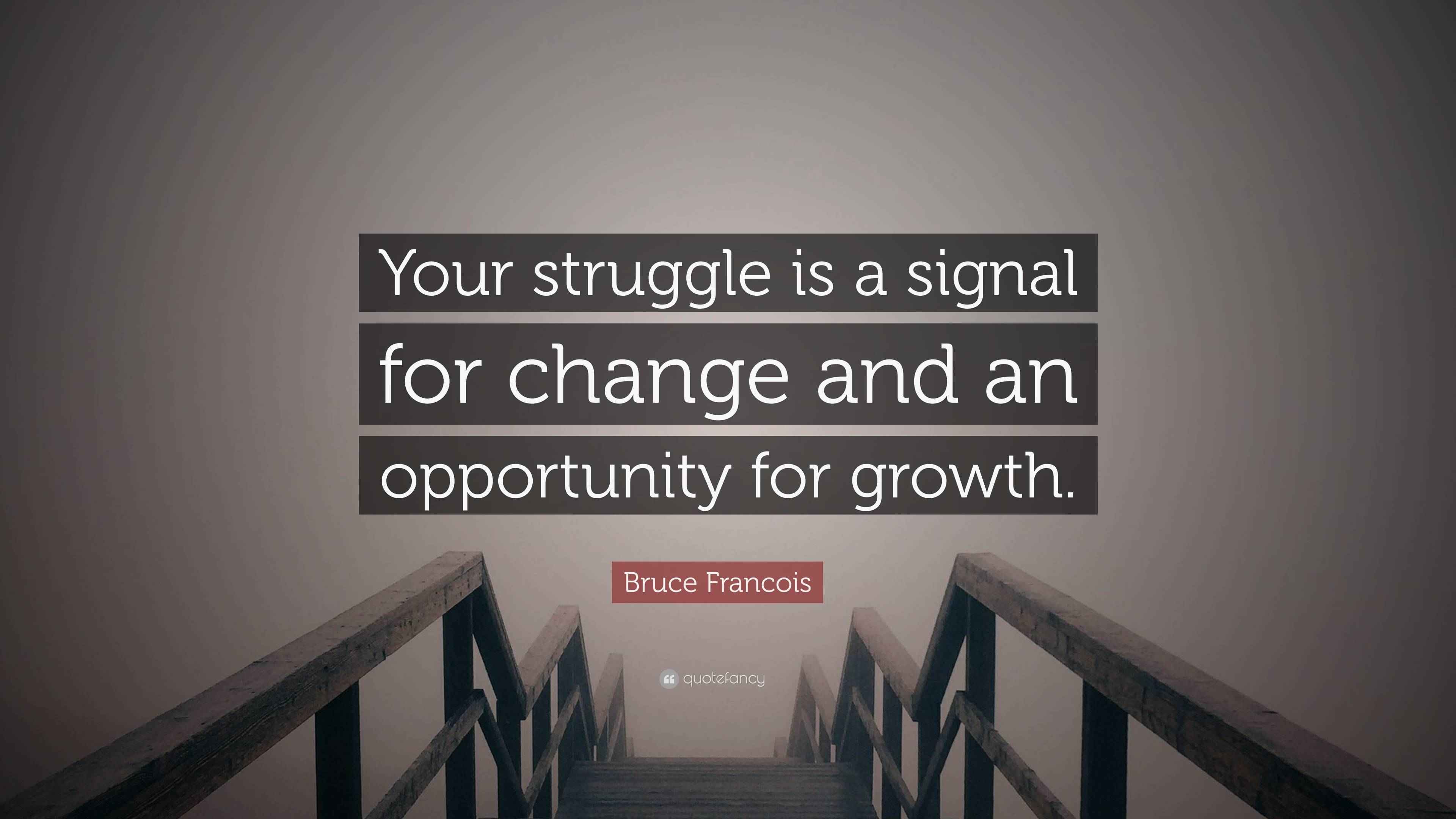 Bruce Francois Quote: “Your struggle is a signal for change and an ...