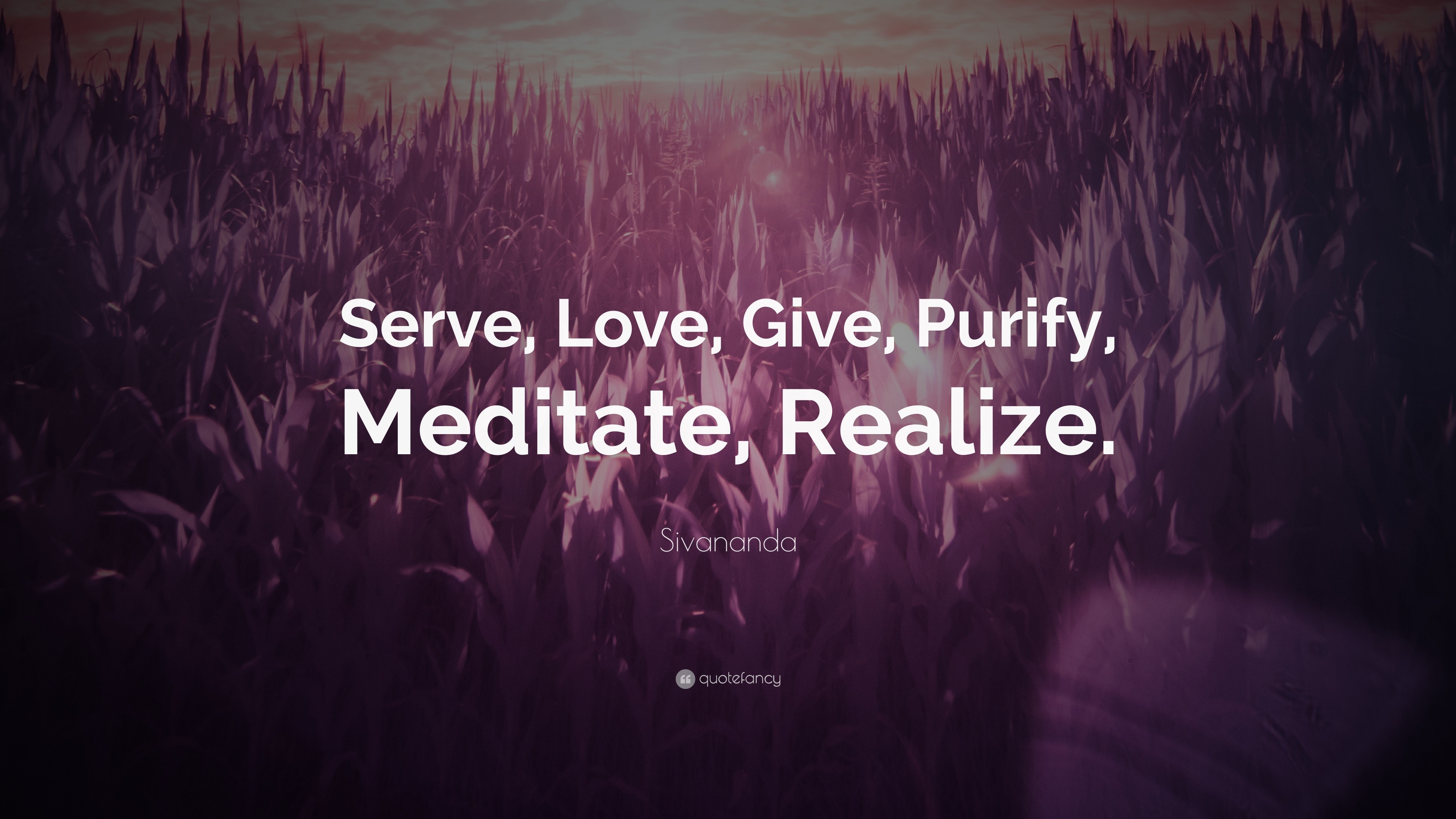 Sivananda Quote: “Serve, Love, Give, Purify, Meditate, Realize.”