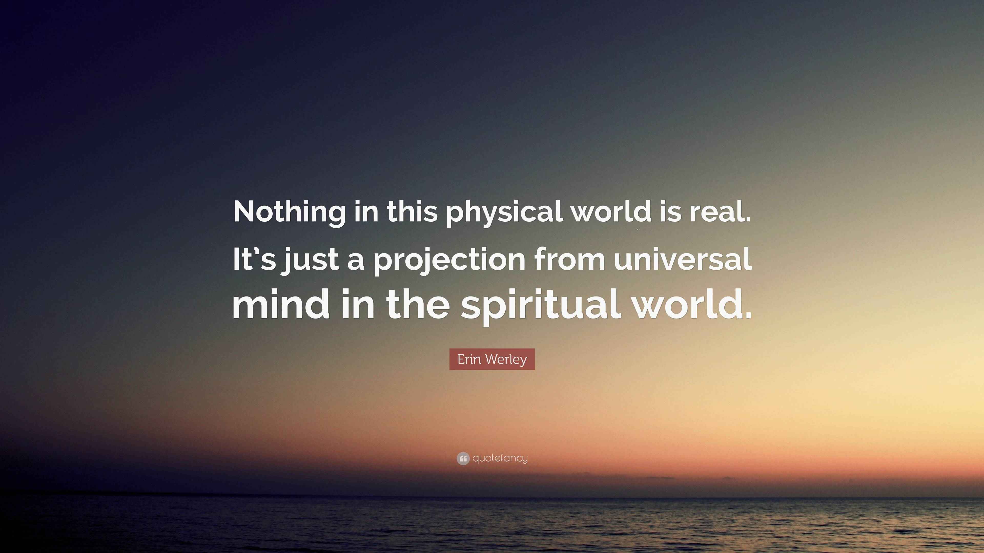 Erin Werley Quote: “Nothing in this physical world is real. It’s just a ...