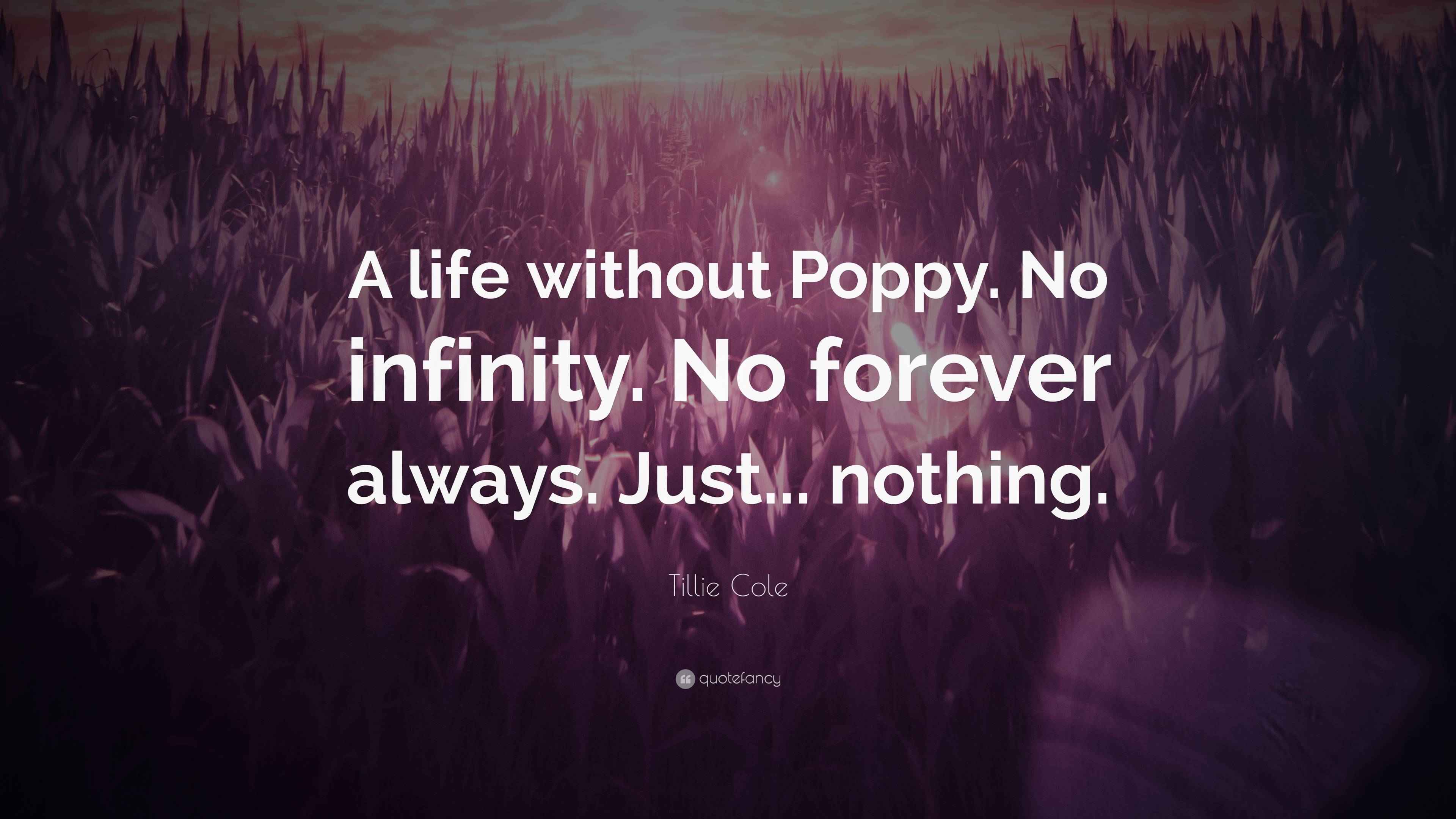 Tillie Cole Quote: “A life without Poppy. No infinity. No forever ...